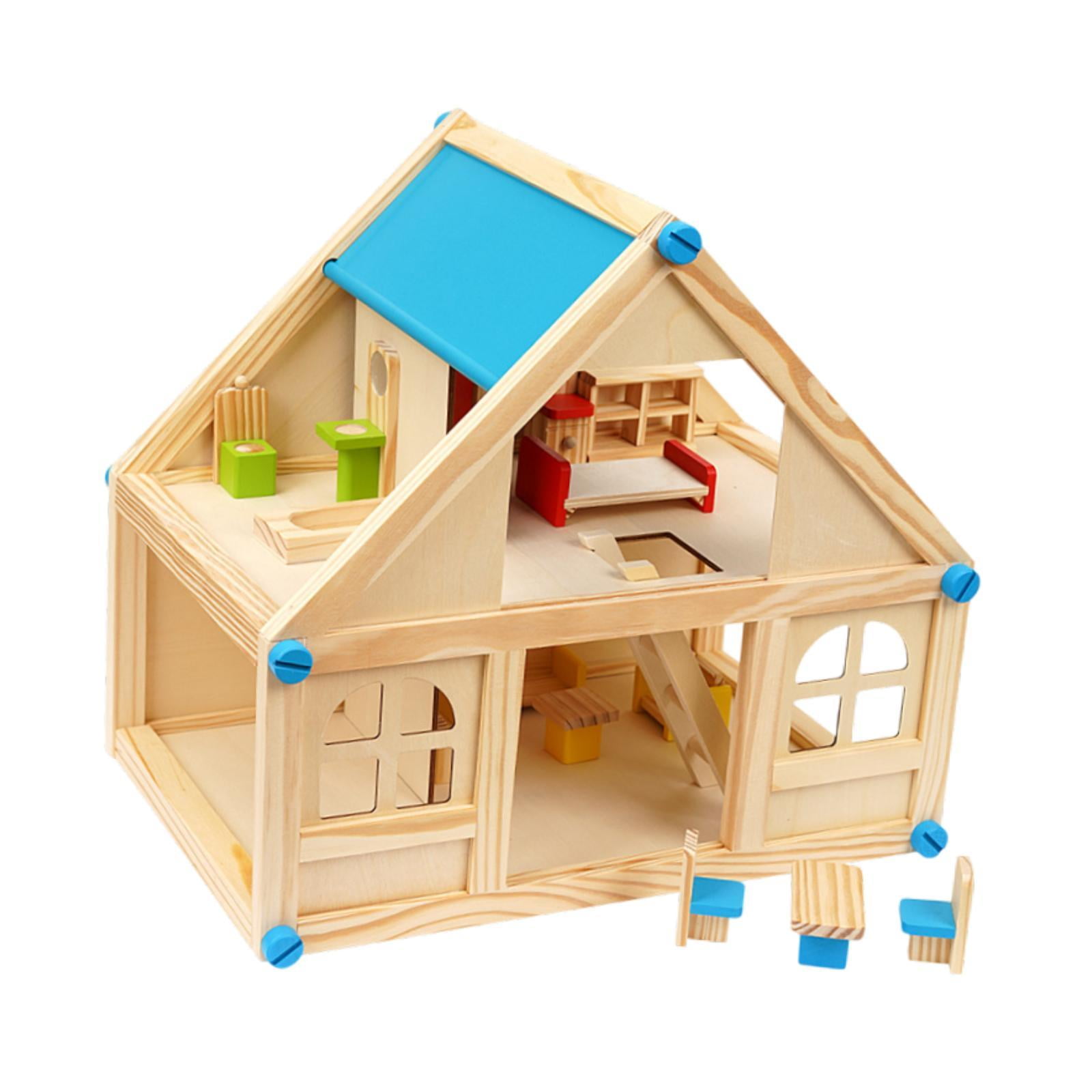 Almencla Wooden Doll House Dollhouse Kit Playhouse Decoration ...