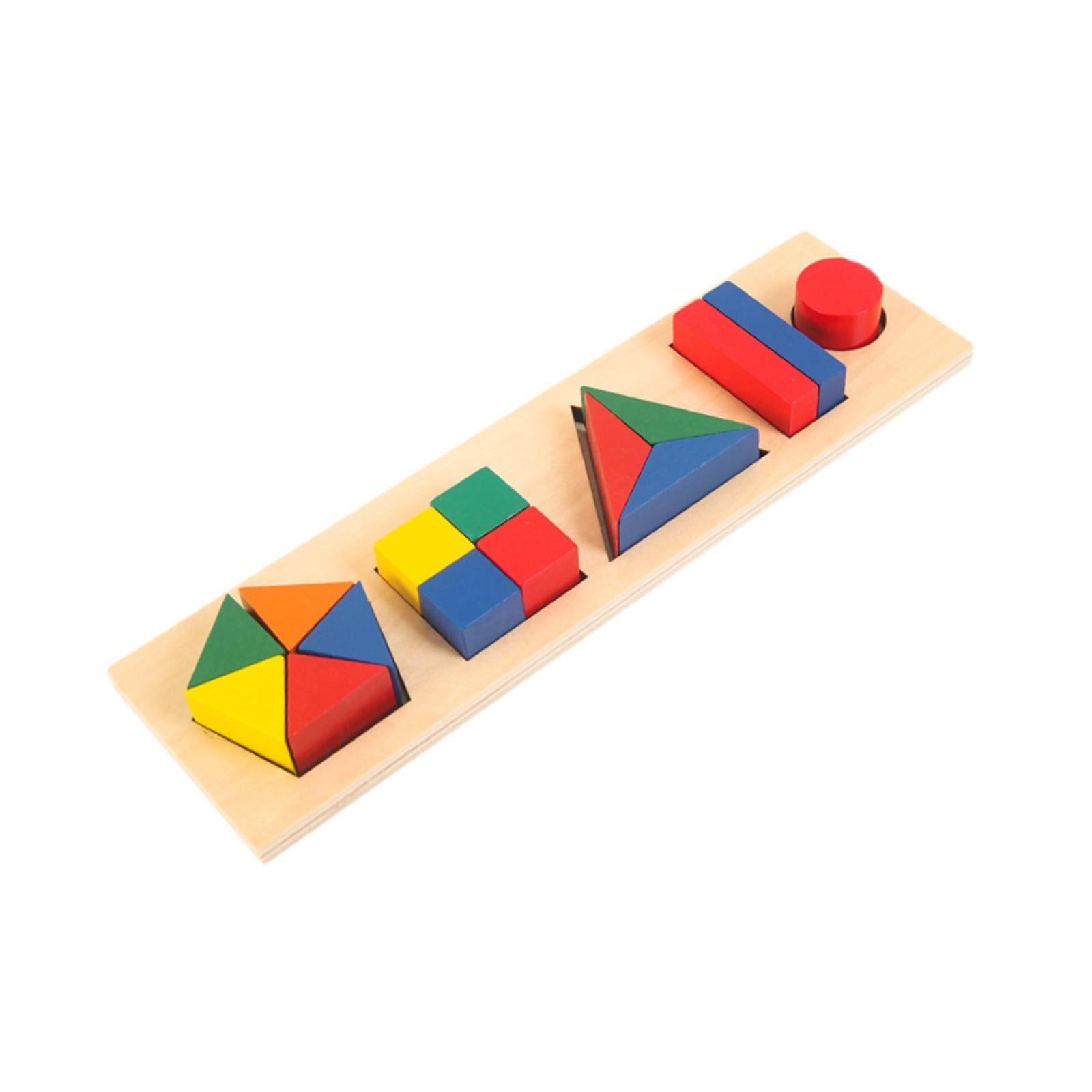 Almencla Wooden Geometric Form Board, Mathematical Manipulative Puzzle Wooden Blocks for 3 4 5 6 ...