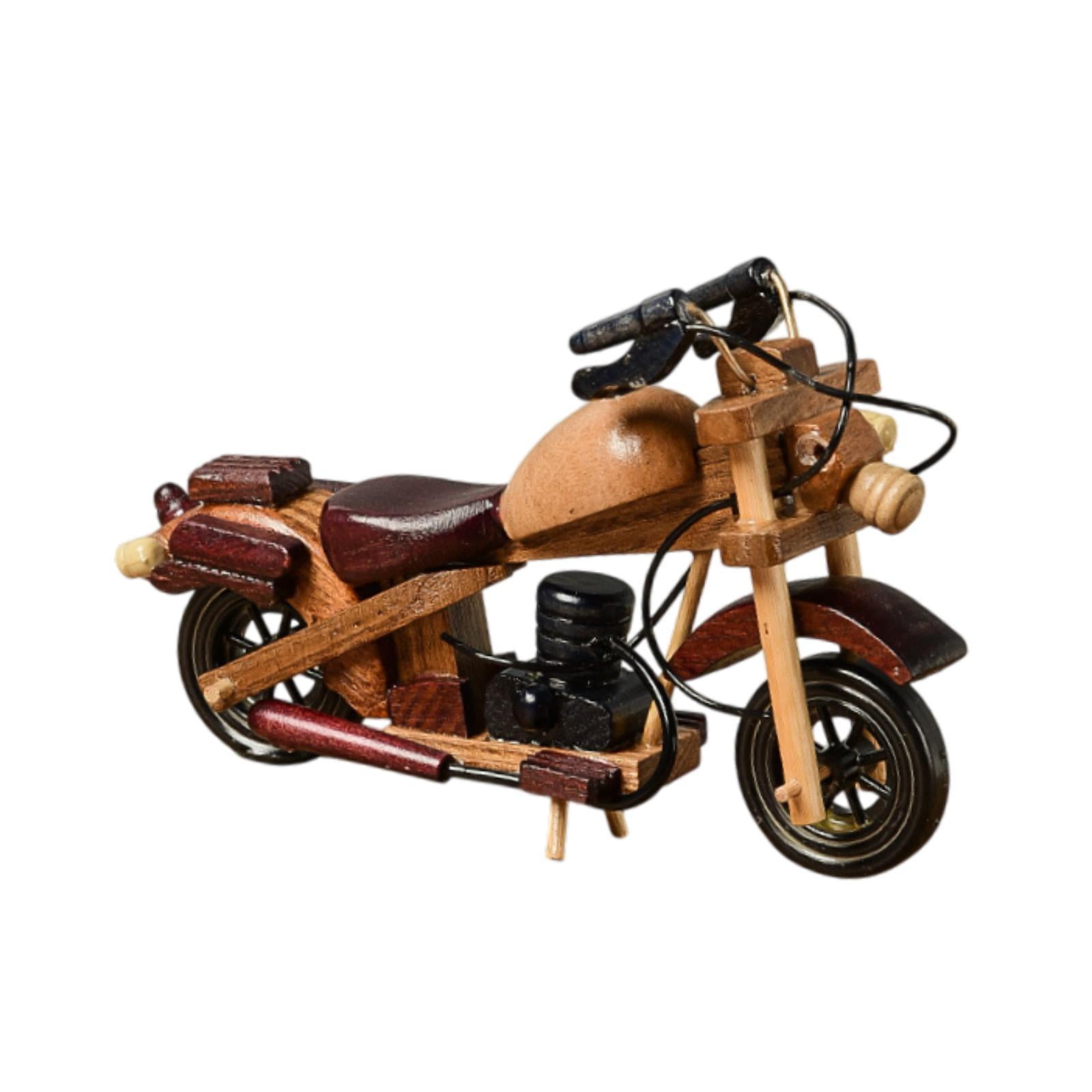 Almencla Wooden Motorcycle Model Art Craft Collectible for Countertop ...