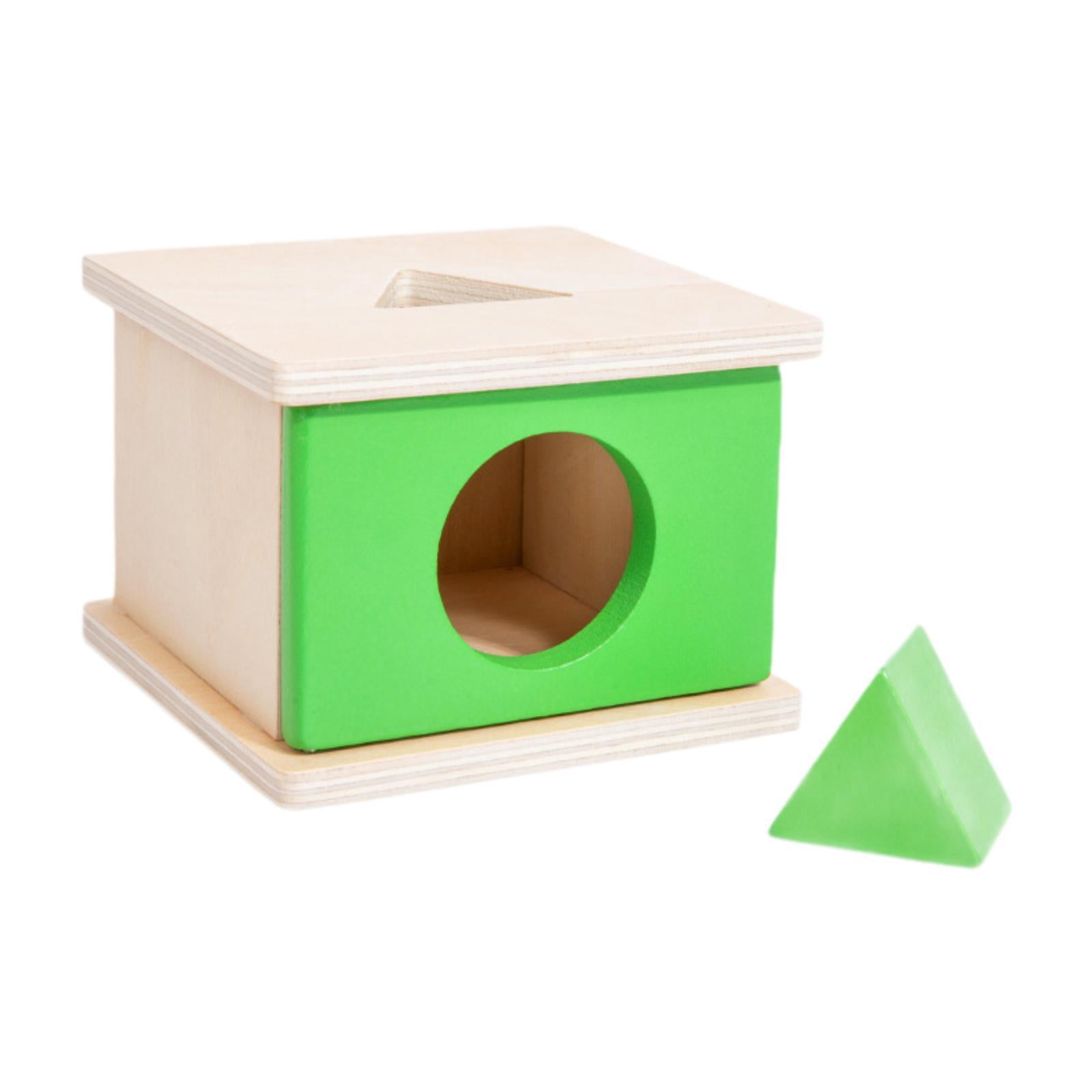 Almencla Wooden Object Permanence Box Kid Colors Recognition Blocks ...