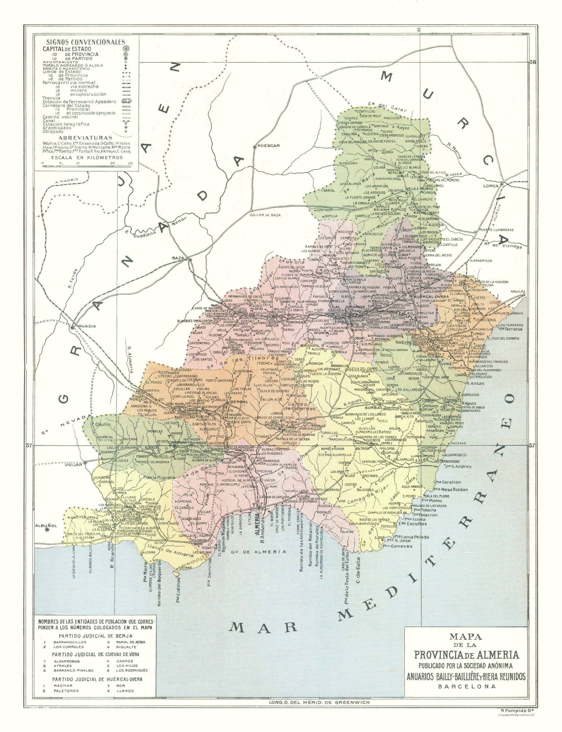 Historic Map - Almeria Province Spain - Pompido 1913 - 23 x 29.95 ...