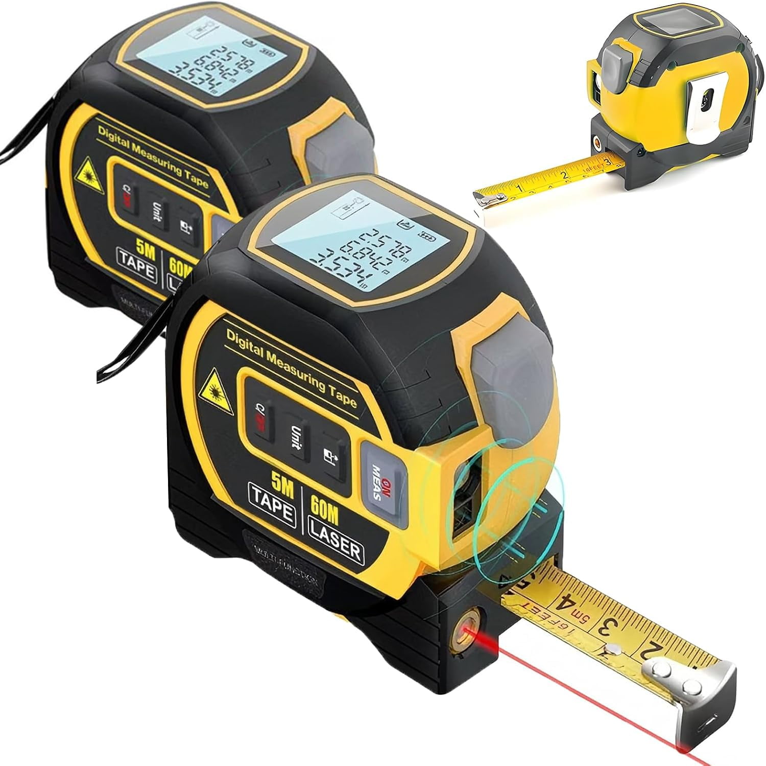 Almighty Ruler 3-in-1 Digital Measuring Tape - LCD Backlight, 16Ft Tape ...
