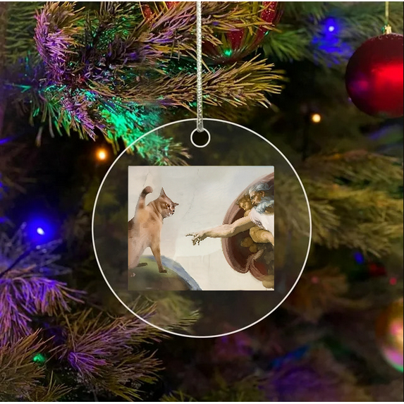 Almighty Slap Cat God Creation Of Adam Cat Lovers Ornament, Home ...
