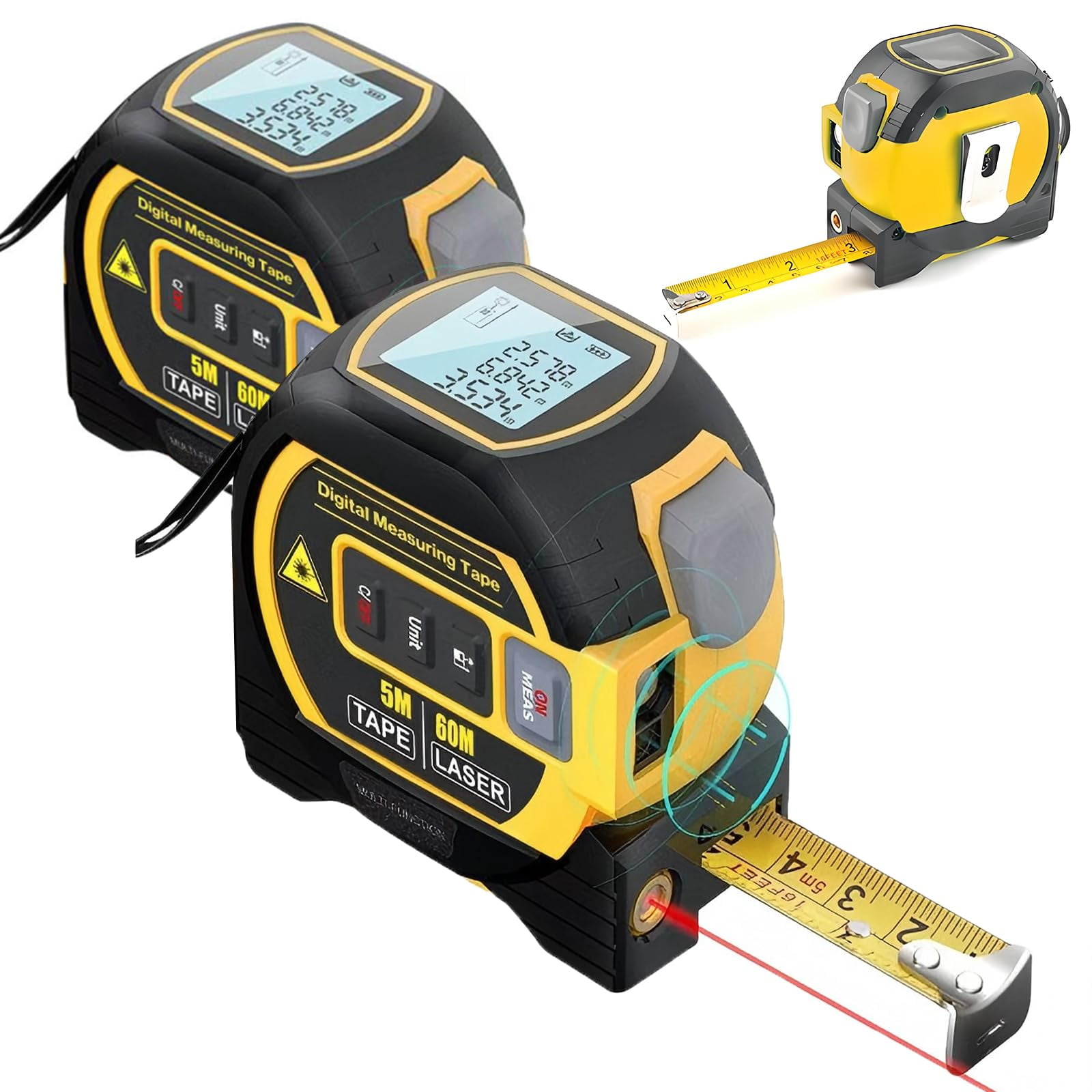 Almighty Tools Tape Measure 3-in-1 Laser Digital Measuring Tape Ruler ...