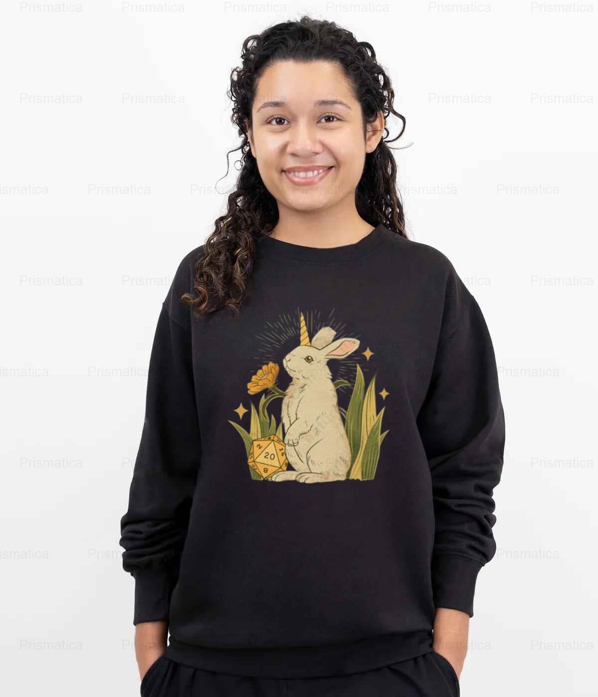 Almiraj Bunny Dice Rabbit DnD Gaming Sweatshirt Fantasy Graphic ...