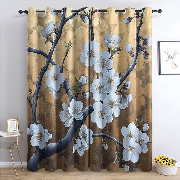 Almond Blossom Blackout Curtains for Living Room Bedroom, Thermal ...