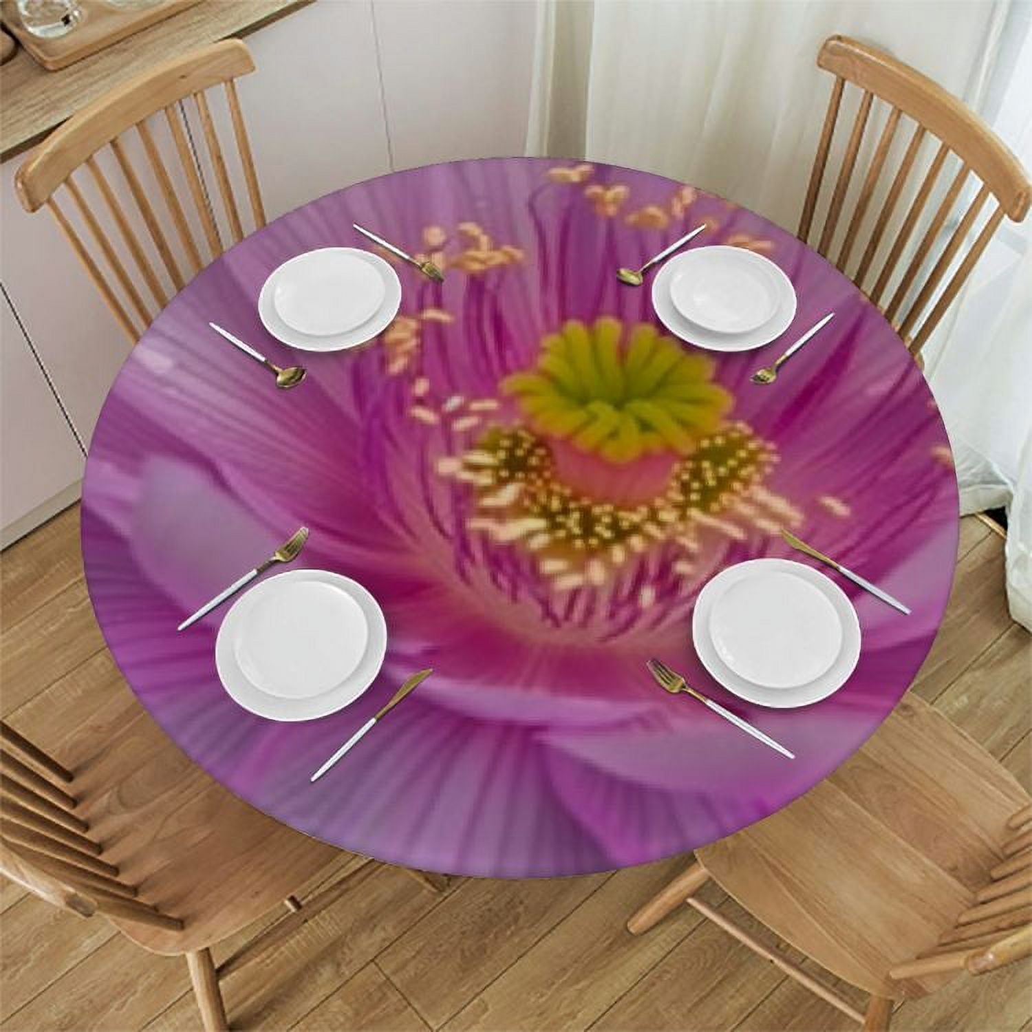 Almond Blossom Print Stretch Table Covers,Elastic Edged Round Fitted ...