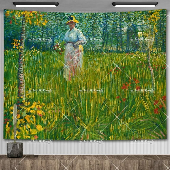 Almond Blossom Tapestry Oil Painting Floral Nature Landscape Wall r ...