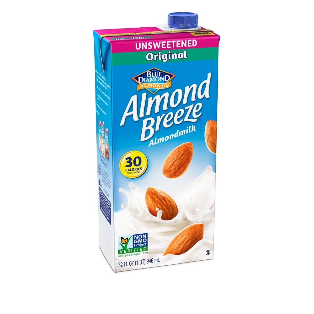 Blue Diamond Almond Breeze Almondmilk, Unsweetened Original, Low Calorie, Vegan, 32 oz (Pack of ...