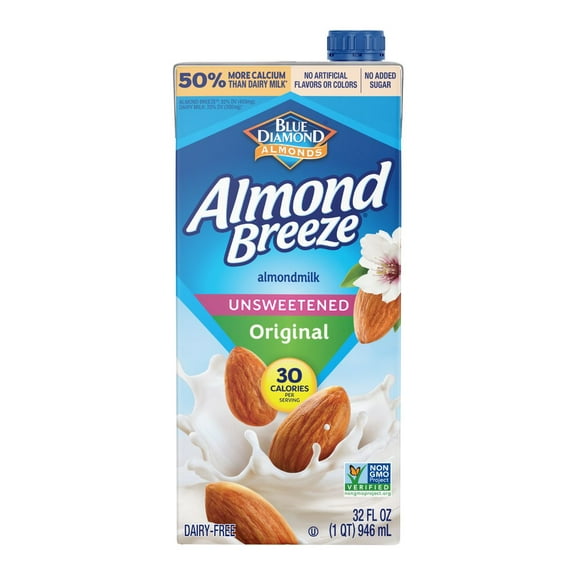Almond Breeze Unsweetened Original Almond Milk Shelf Stable - 1qt - Walmart.com