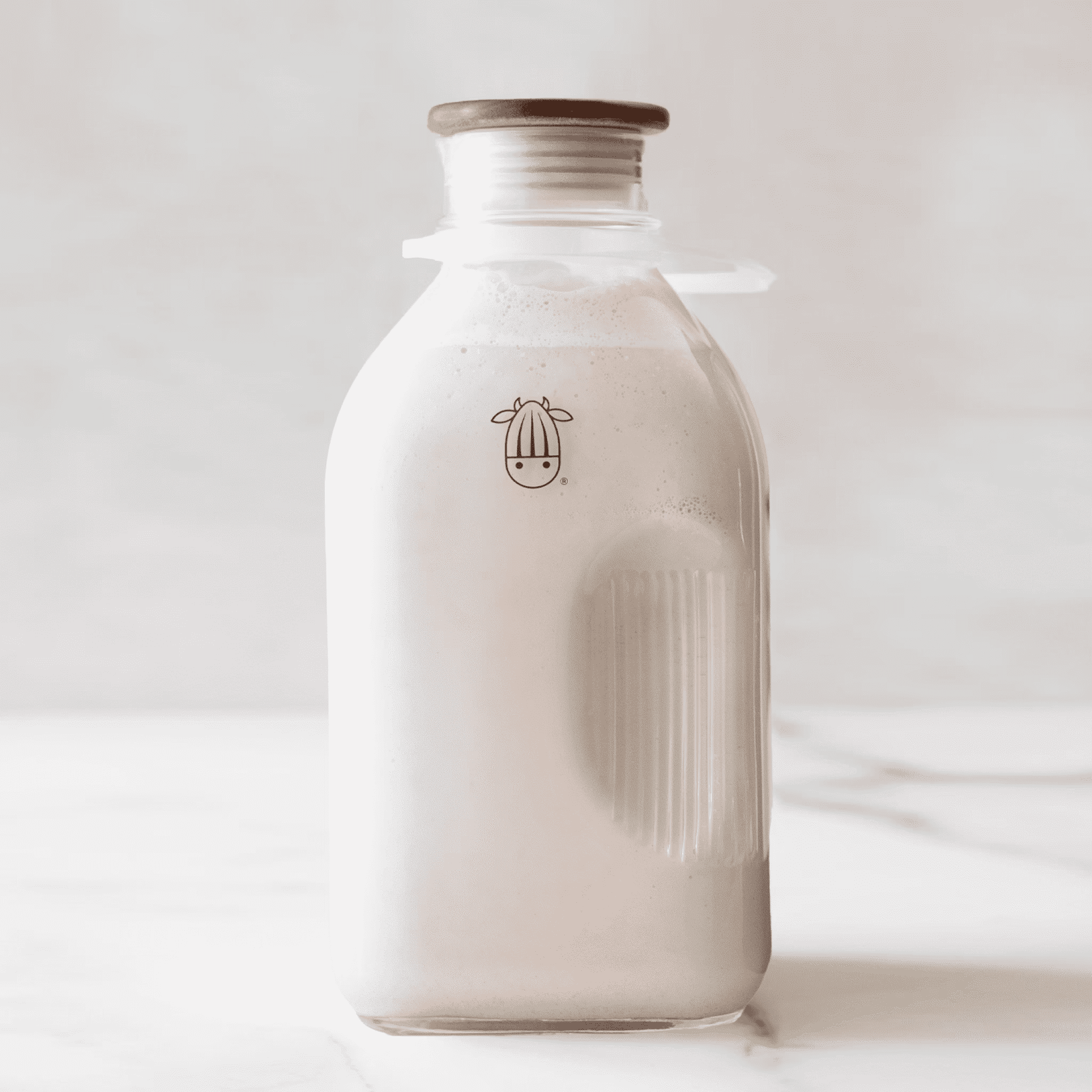 Almond Cow Glass Milk Container, 60 fl oz, Reusable Clear Glass Pitcher ...