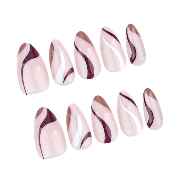 Almond Glossy Fake Nails on Nails in 12 Sizes,24 Pcs French Nails Tips ...