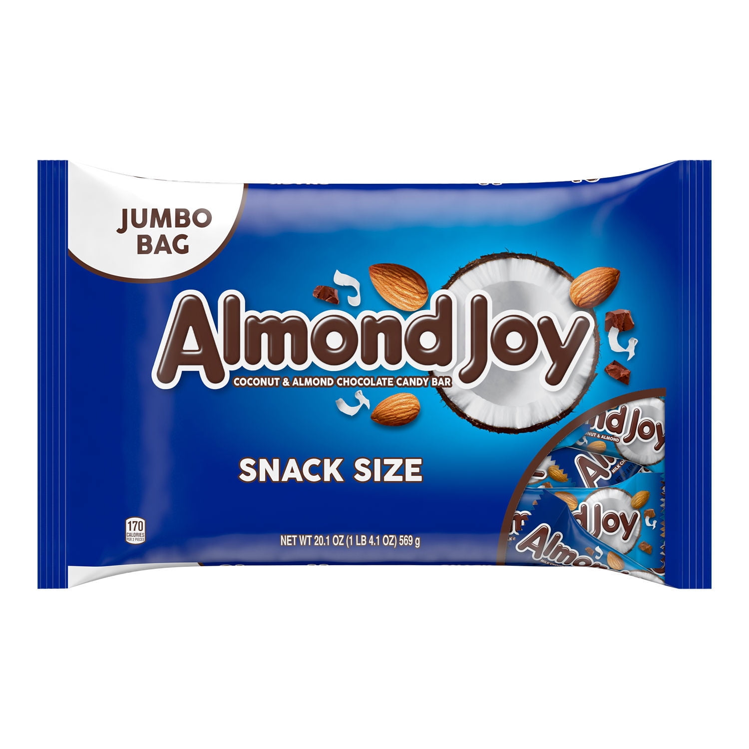 Almond Joy Coconut and Almond Chocolate Snack Size Candy, Jumbo Bag 20. ...