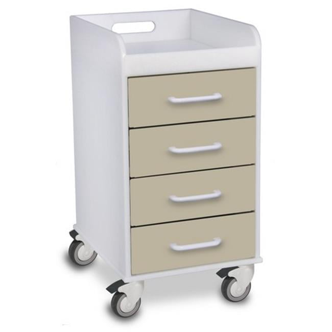Almond Polyethylene Compact 4 Drawer Locking Cart - 14 x 27 x 19 in ...