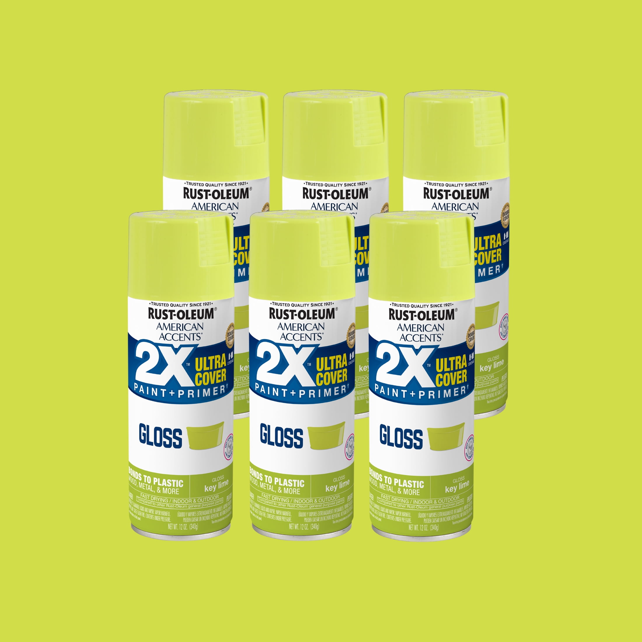 6 Pack, Almond Rust-Oleum American Accents 2X Ultra Cover Gloss Spray ...