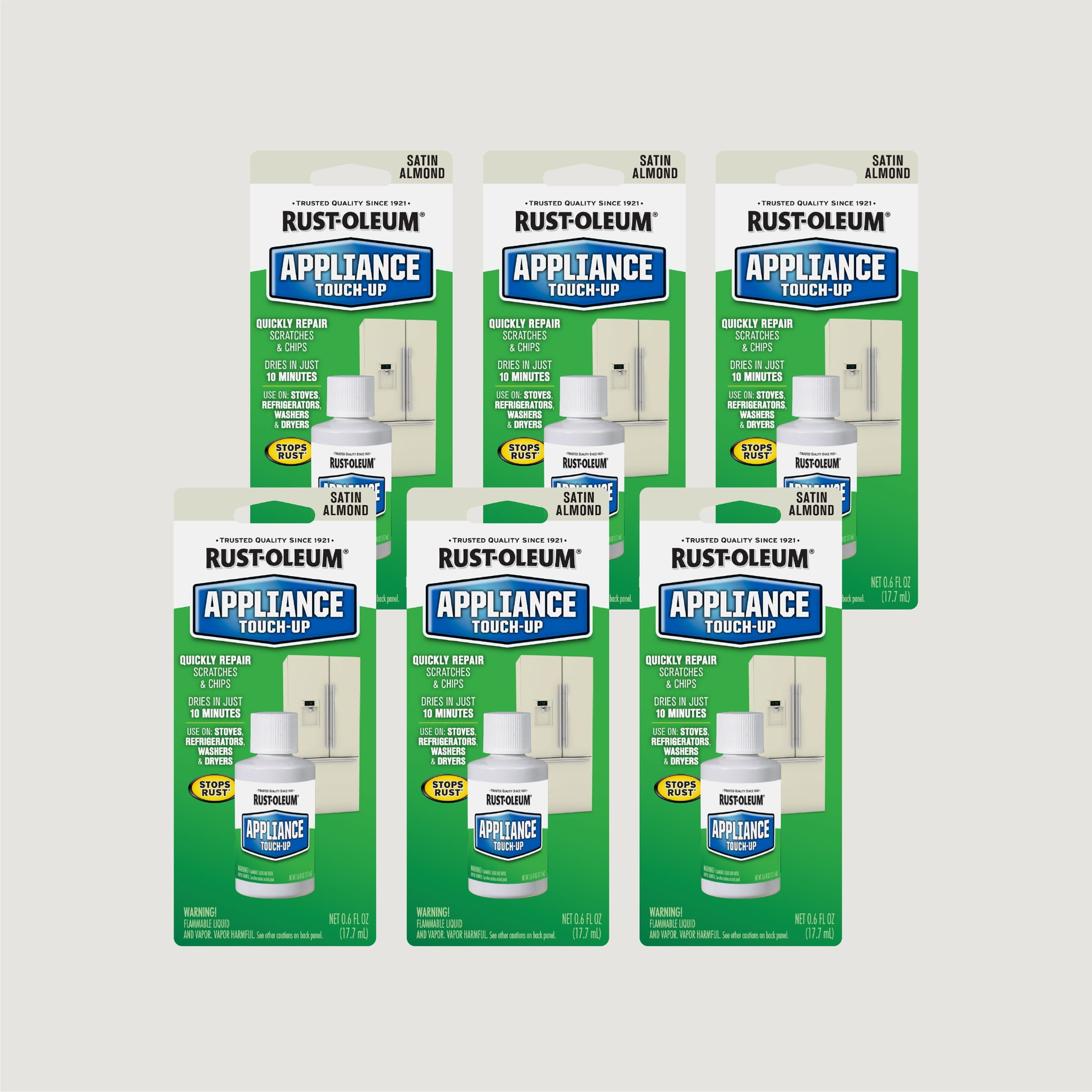 6 Pack, Almond, Rust-Oleum Specialty Gloss Appliance Touch-Up- 0.6 oz ...