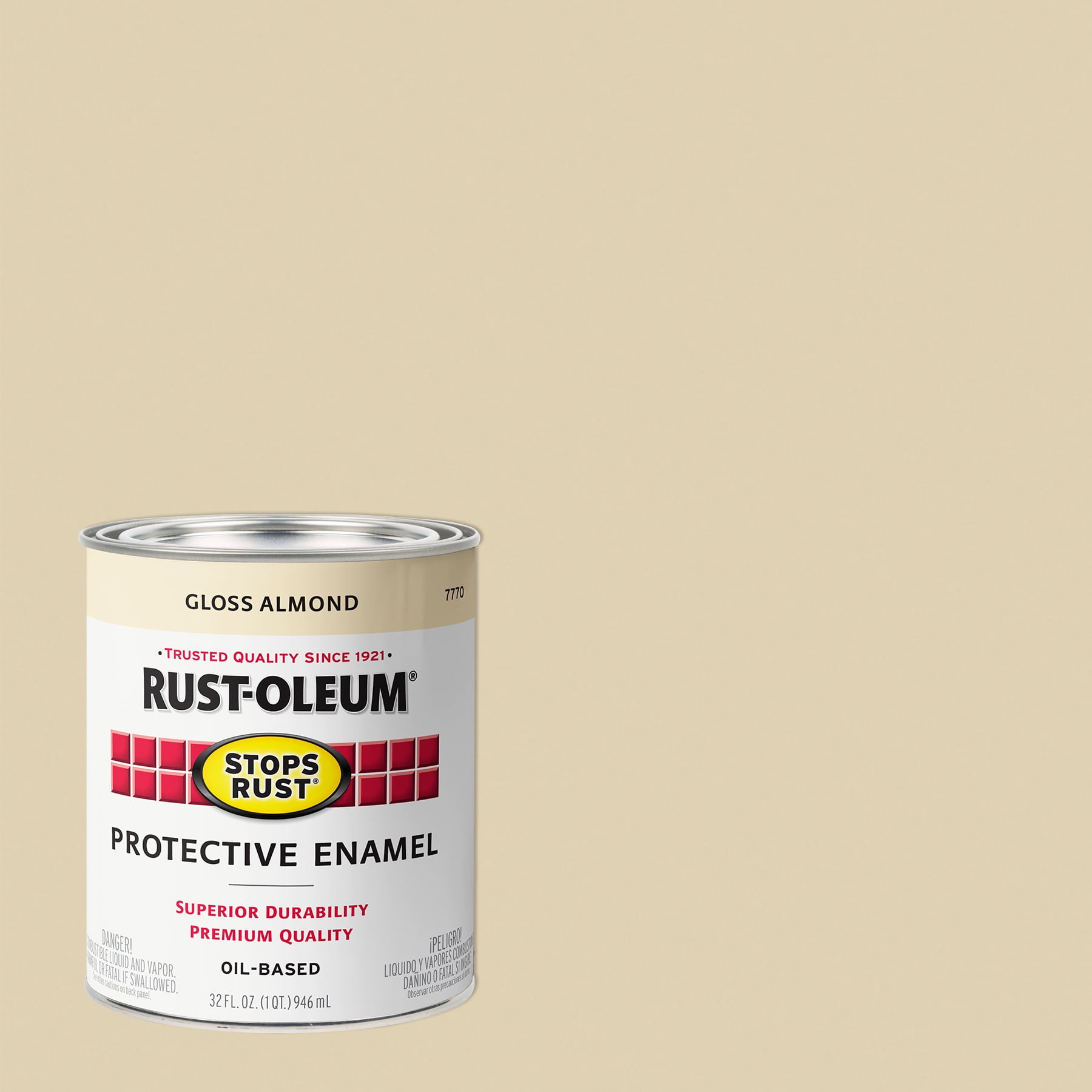 Almond, Rust-Oleum Stops Rust Gloss Protective Enamel-7770502, Quart ...