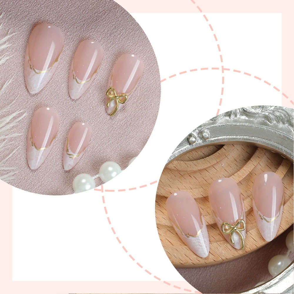 Almond Shape French Nails 24 Pieces Sweet Almond Color 12 Sizes for ...