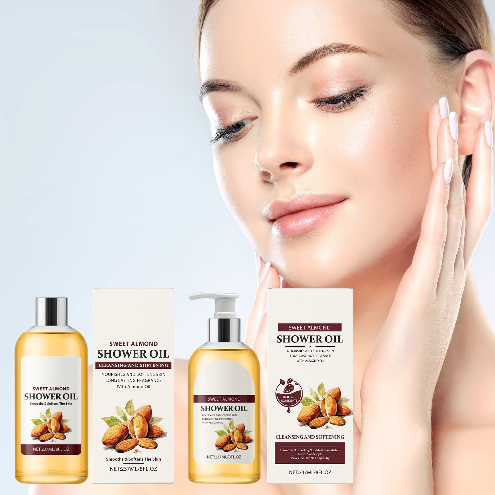 Almond Shower Oil | Oil-to-Milky Lather | Deep Cleansing & Moisturizing ...