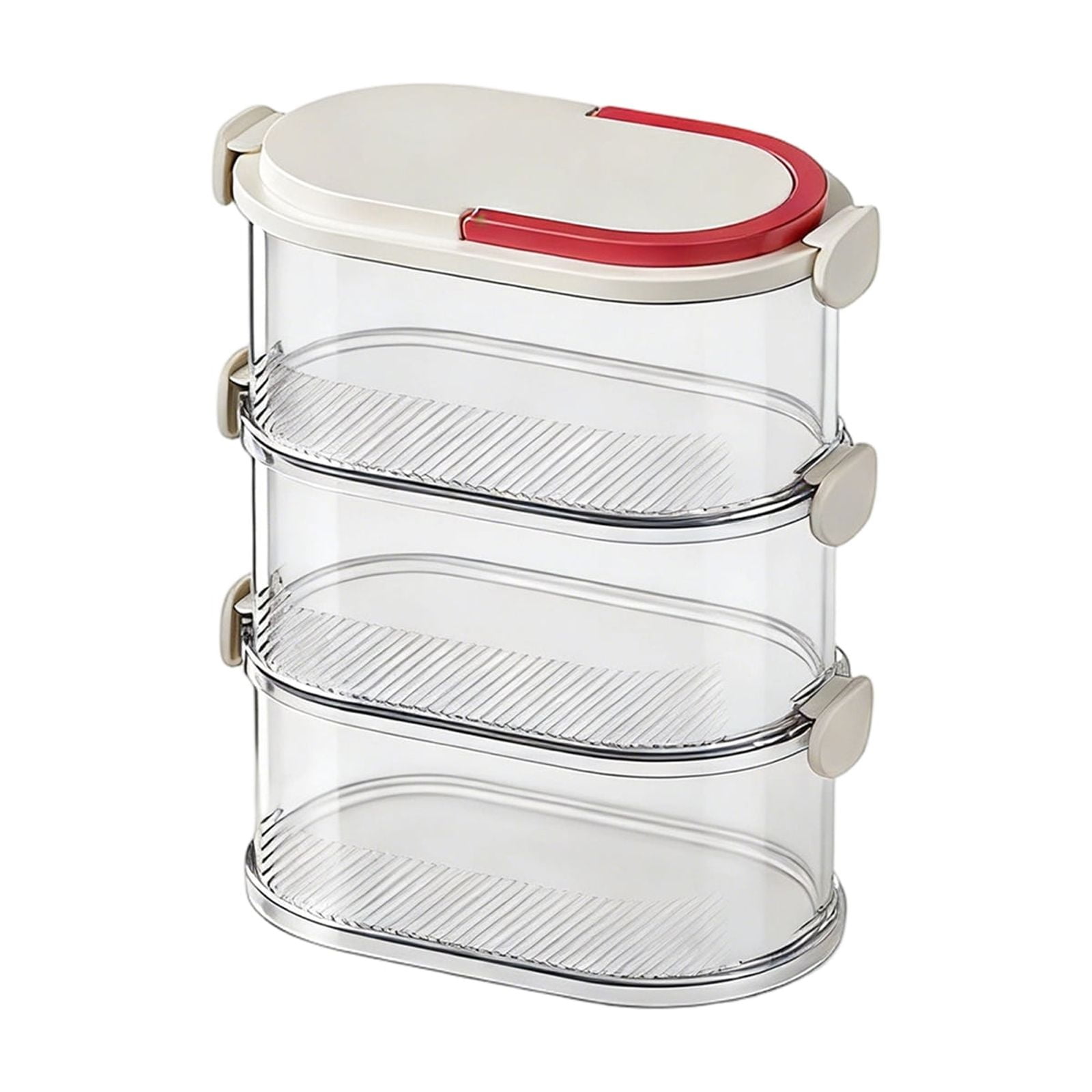 Almond White 3-Tier Food Freshness Keeper Storage Container - Stackable ...