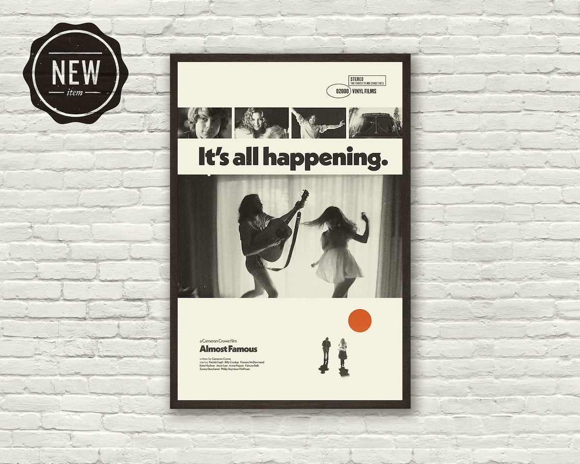 Almost Famous Inspired Poster, Black And White Music Wall Art, Unframed ...