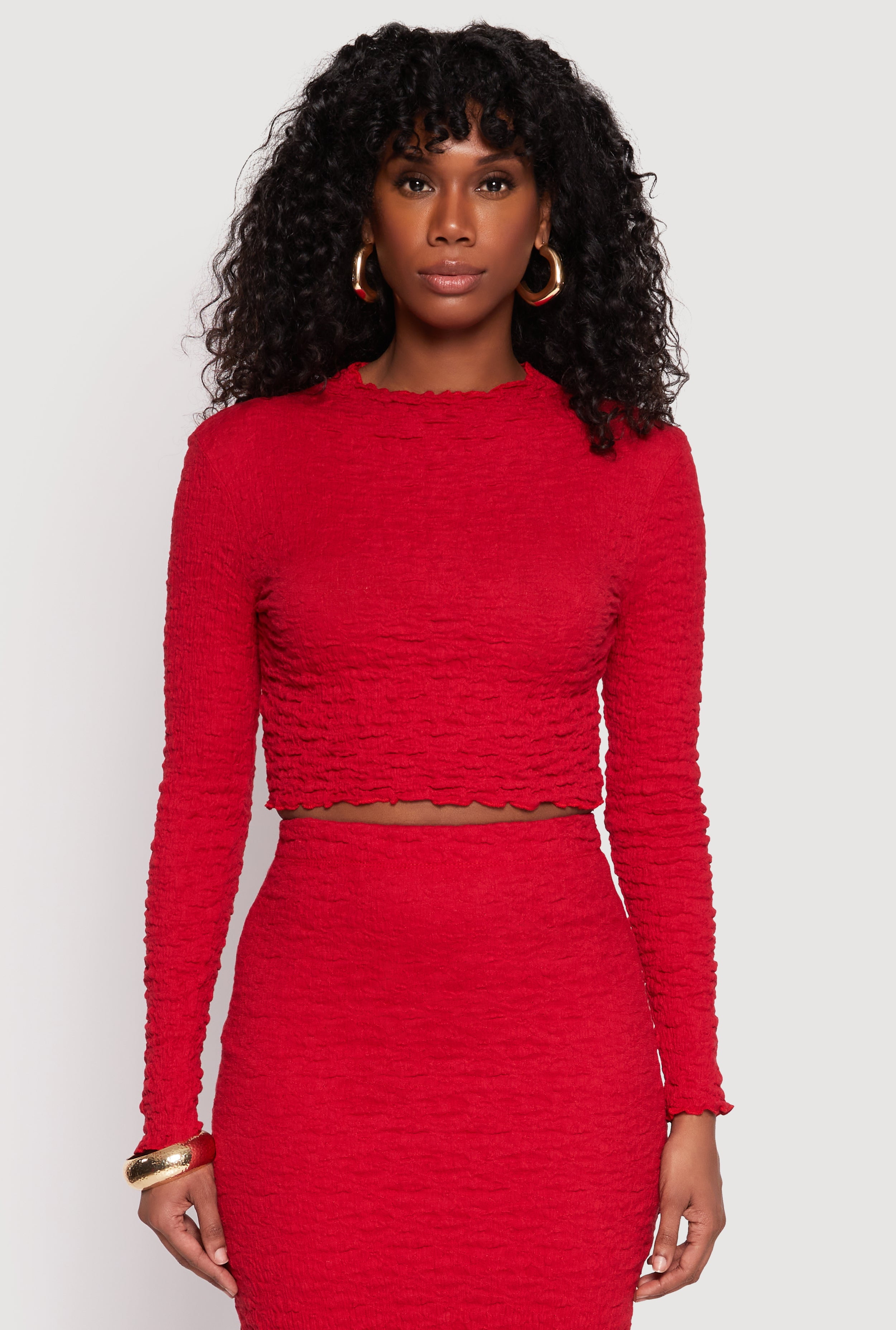 Womens Almost Famous Textured Knit Crop Top - Walmart.com
