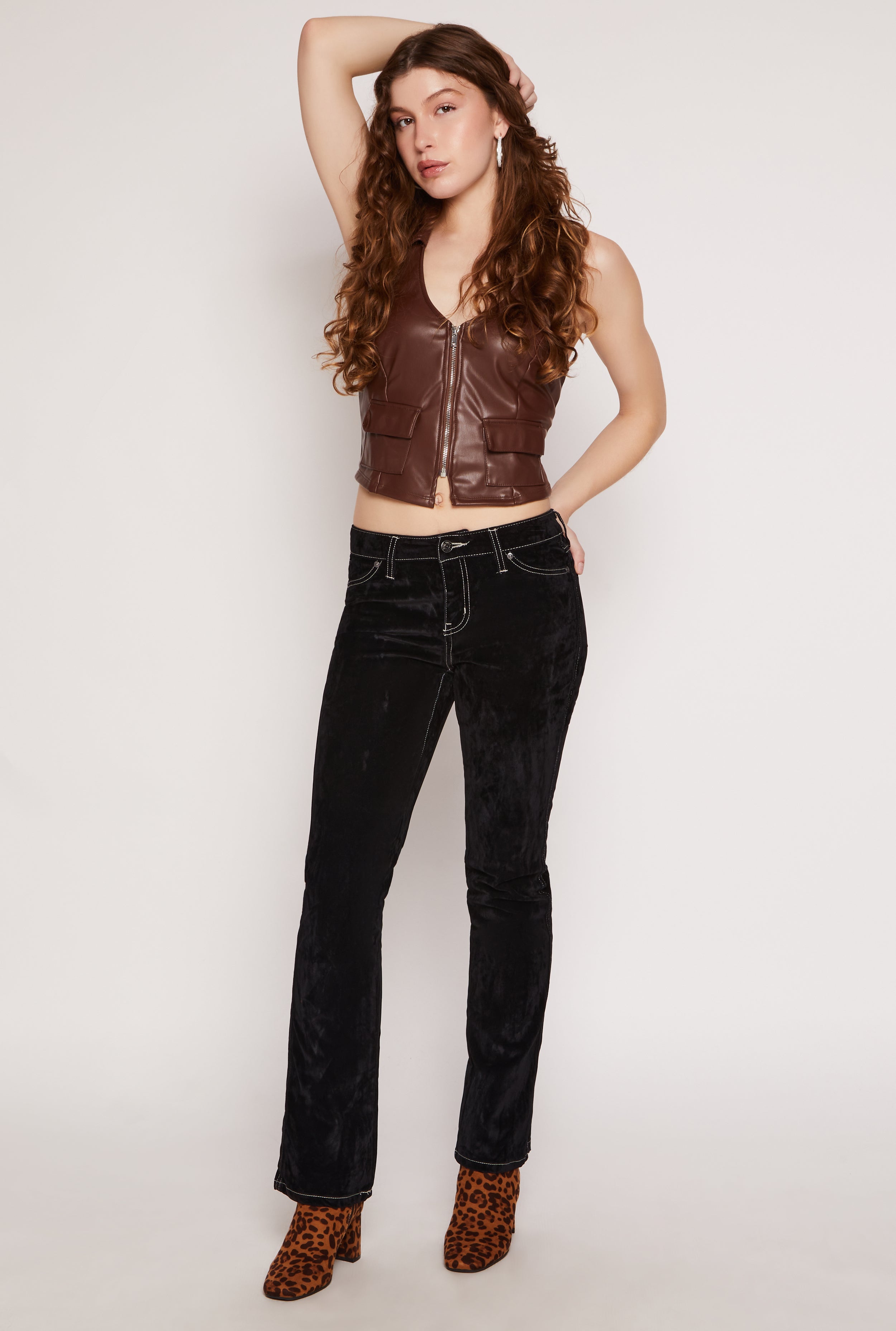 Almost Famous Velvet Flocked Boot Leg Jeans - Walmart.com