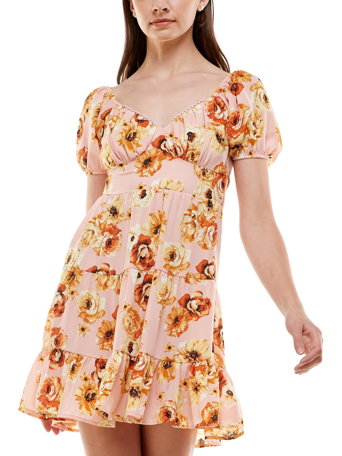 Almost Famous Womens Juniors Tie Back Short Mini Dress - Walmart.com