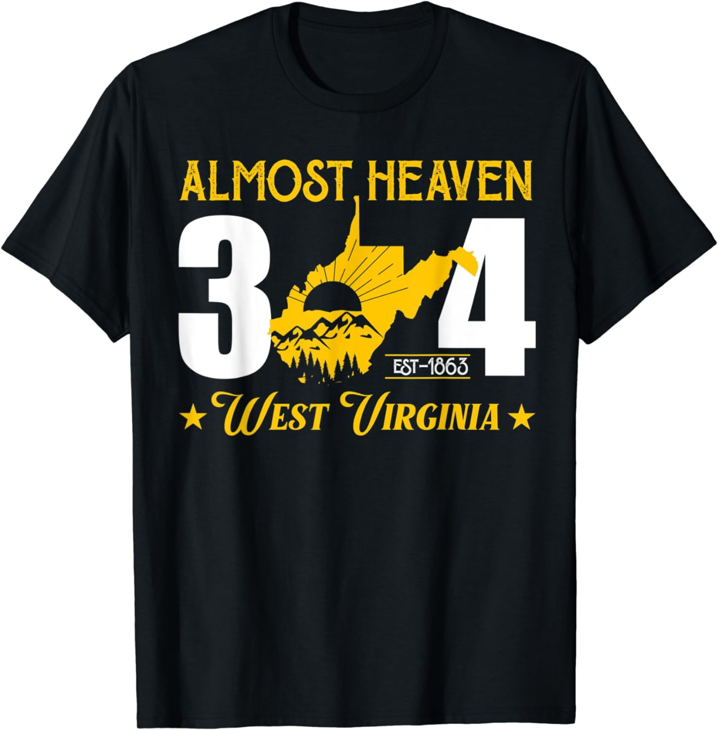 Almost Heaven 304 West Virginia Map T-Shirt T-Shirt - Walmart.com