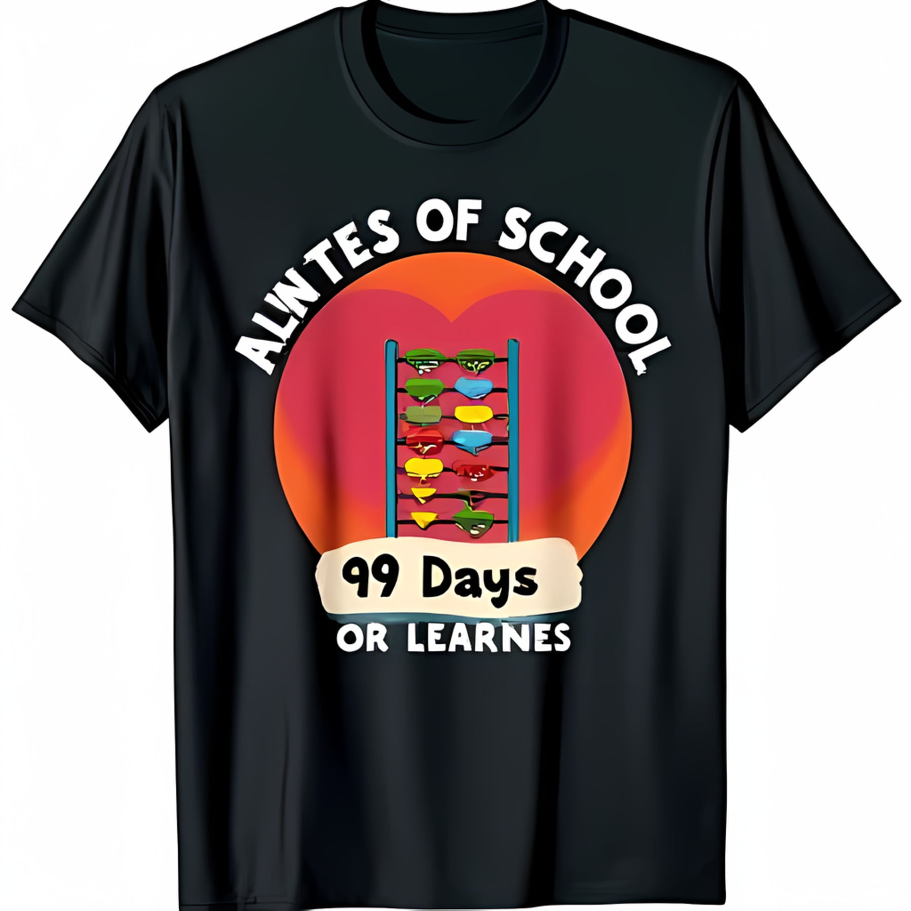 Almost Off School Black T-Shirt with Abacus Graphic & Heart Design 99 ...