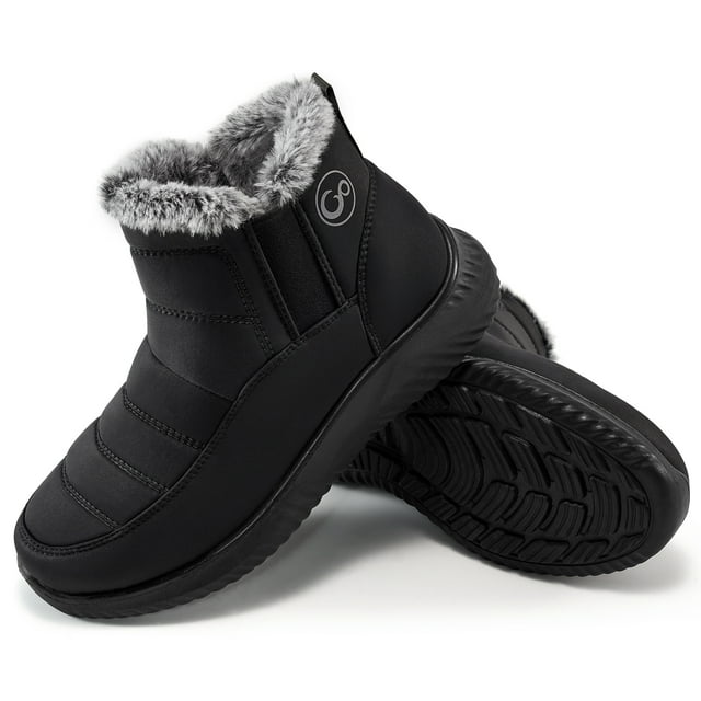 Ablanczoom Snow Boots Womens with Warm Fuzzy Faux Fur Slip-on Woman ...