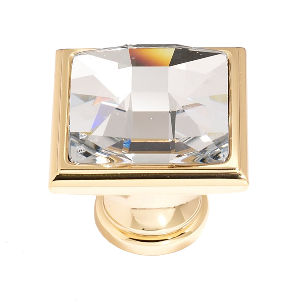 Alno 25mm Crystal Large Square Knob - Clear / Gold - Walmart.com