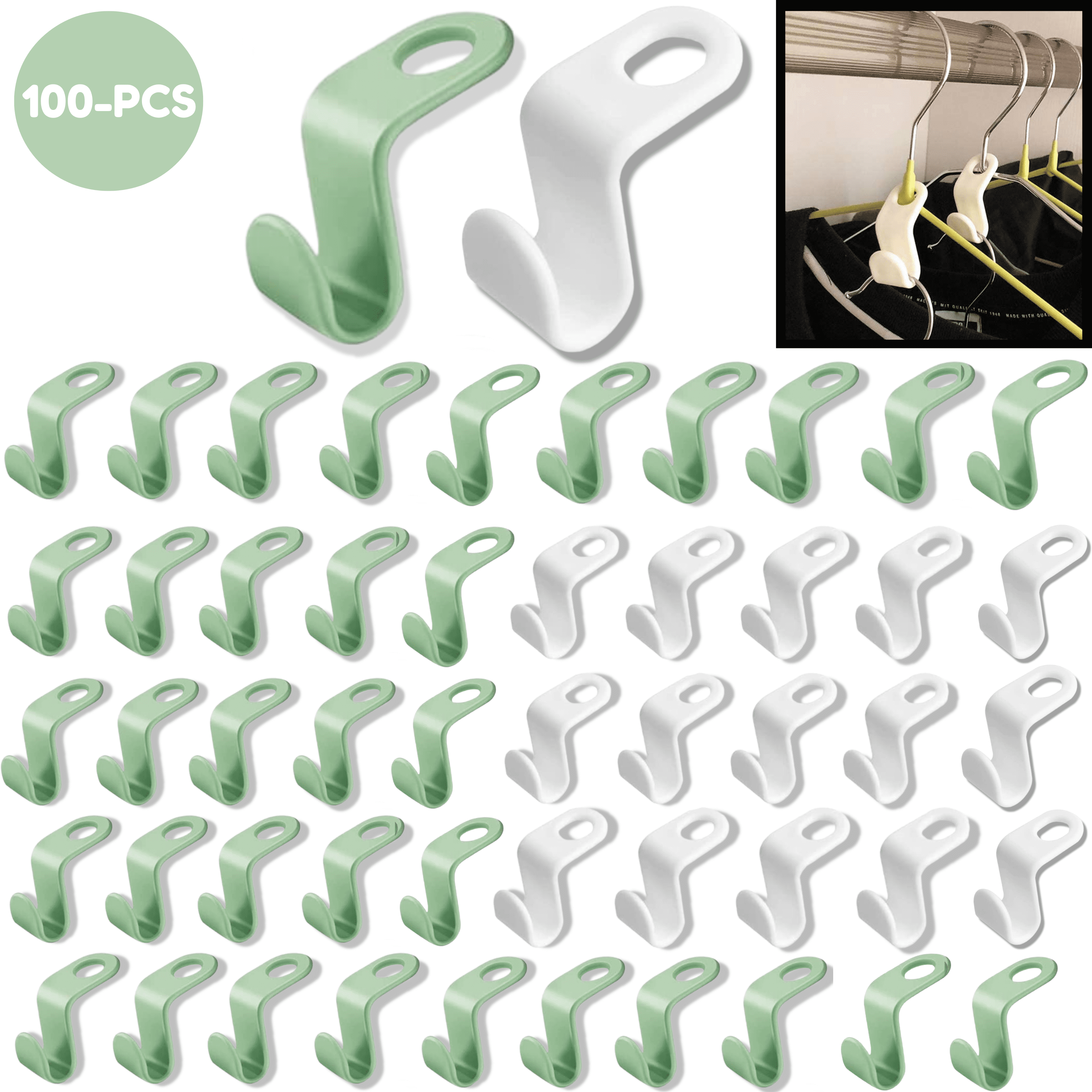 Alnoor USA Clothes Hanger Connector Hooks 100 Pack | Hanger Hooks For ...