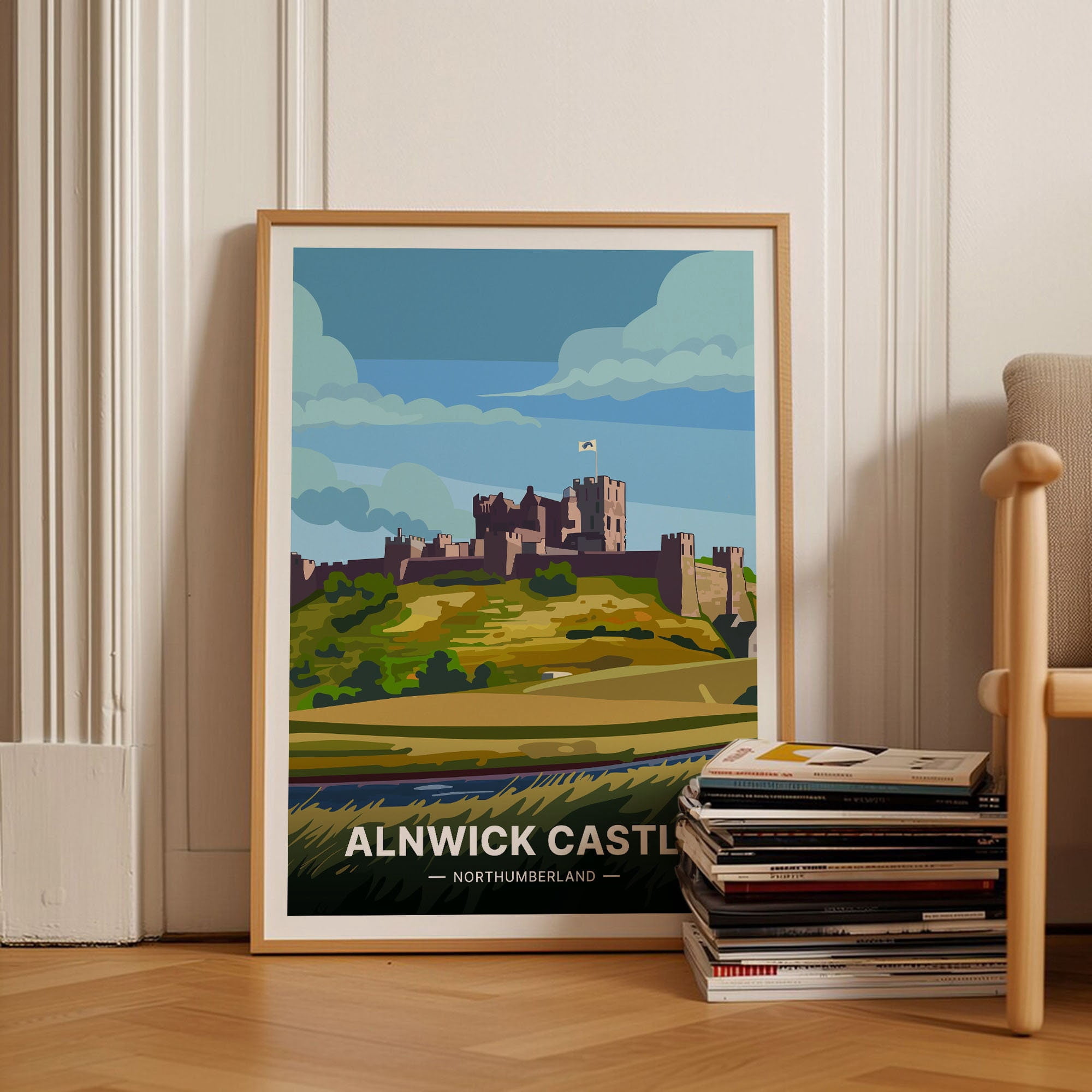 Alnwick Castle Travel Poster Northumberland Minimalist Wall Art C201792 ...