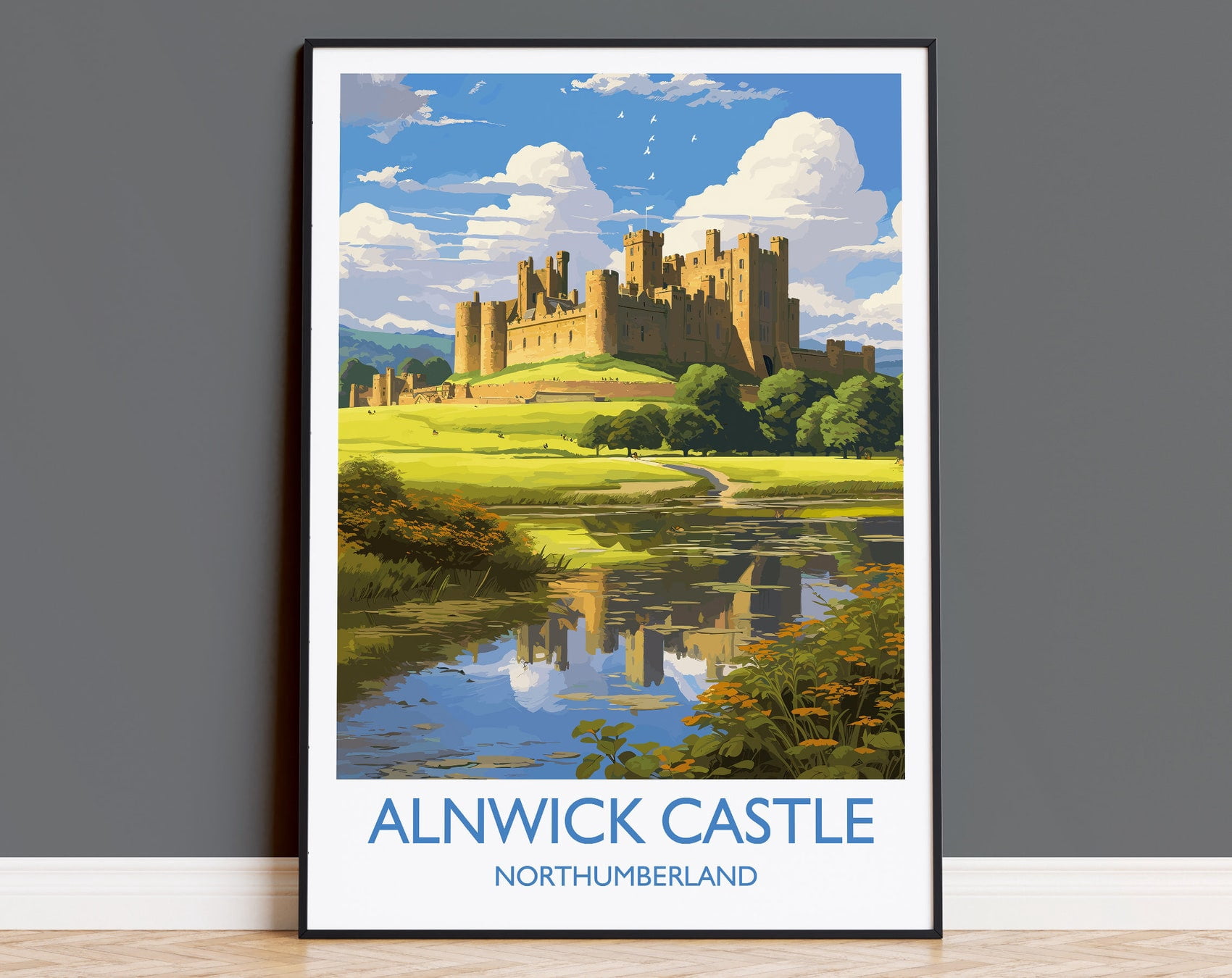 Alnwick Castle Travel Print, Travel Poster of Alnwick Castle ...
