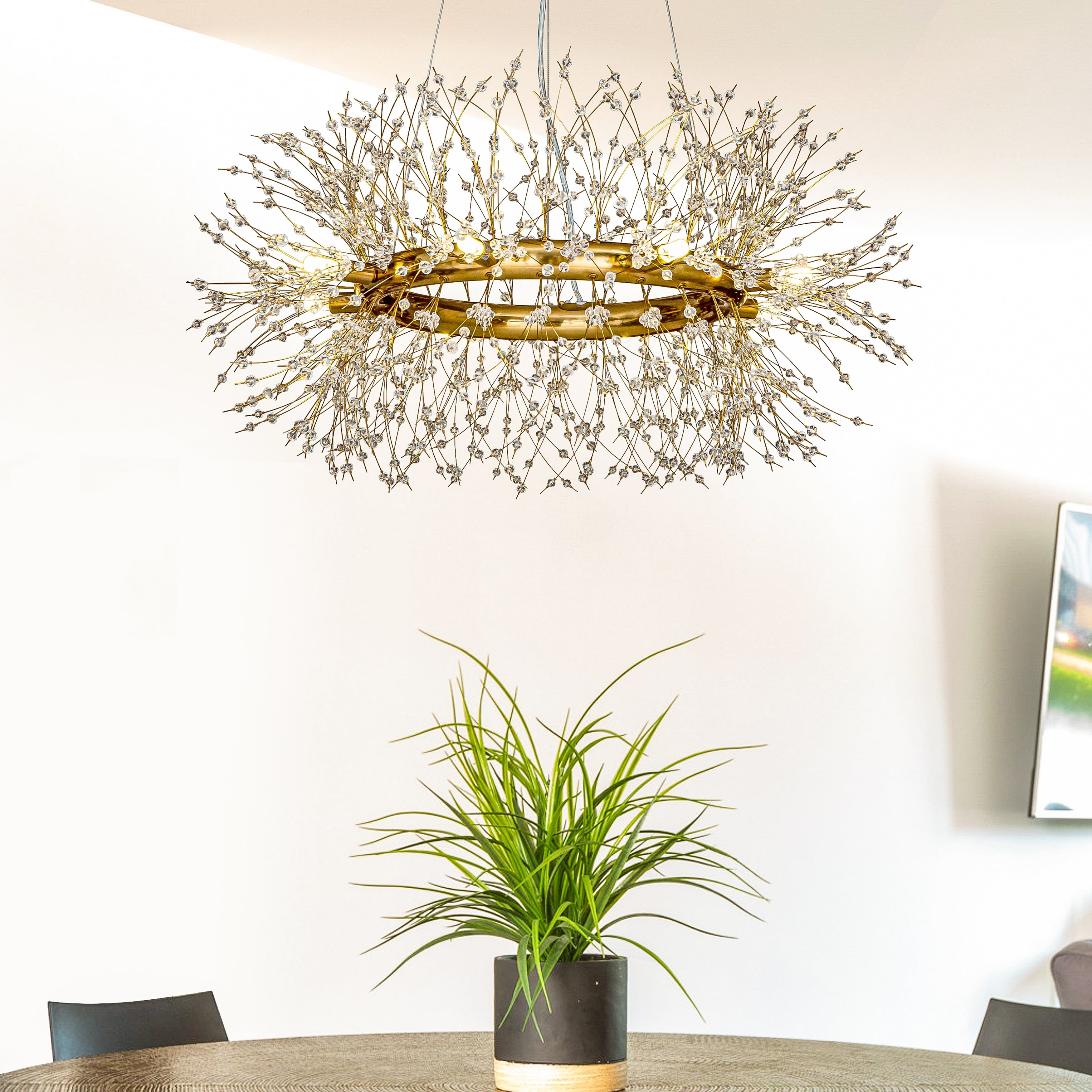 AloaDecor Modern Crystal Firework Chandelier, Antique Bronze, 8 Light ...