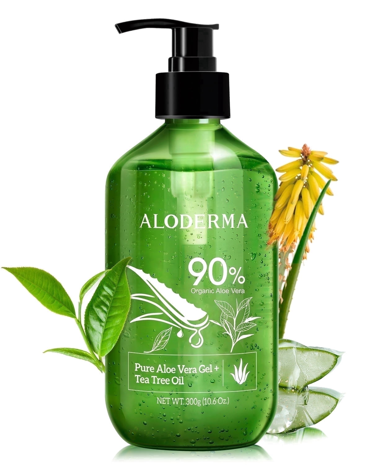 Aloderma Organic Aloe Vera Gel with Tea Tree Oil, 90% Pure for Face ...