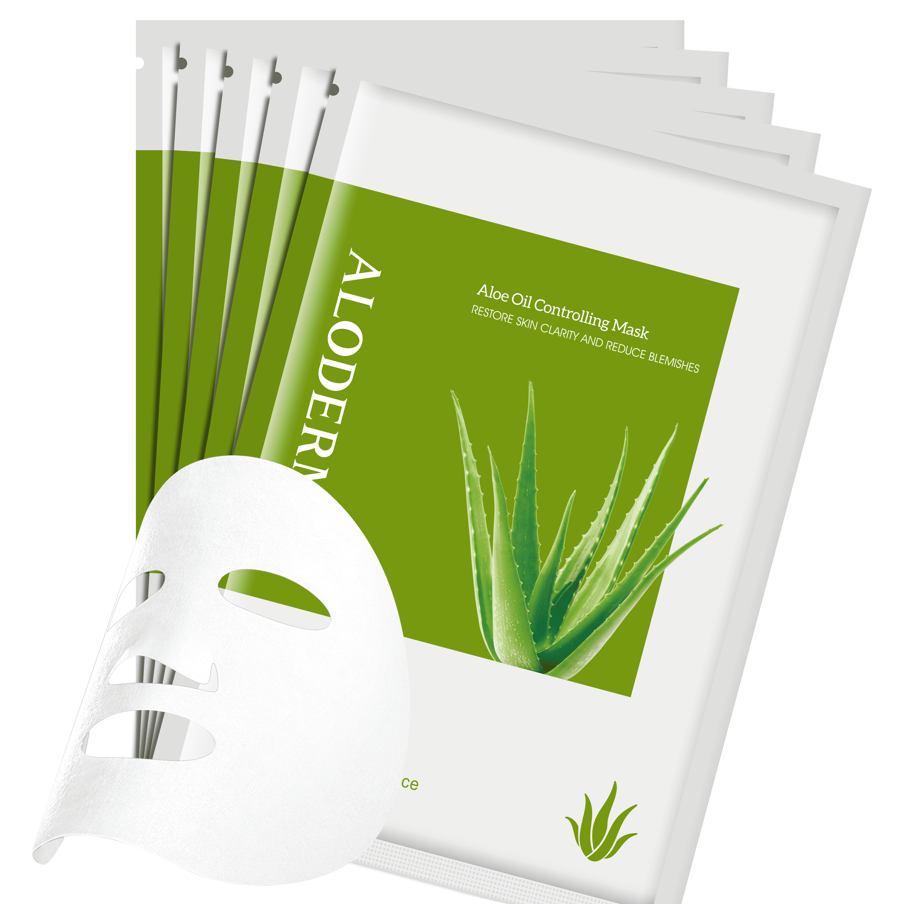 Aloderma Organic Aloe Vera Oil Control Facial Sheet Masks - 5 Pack with ...