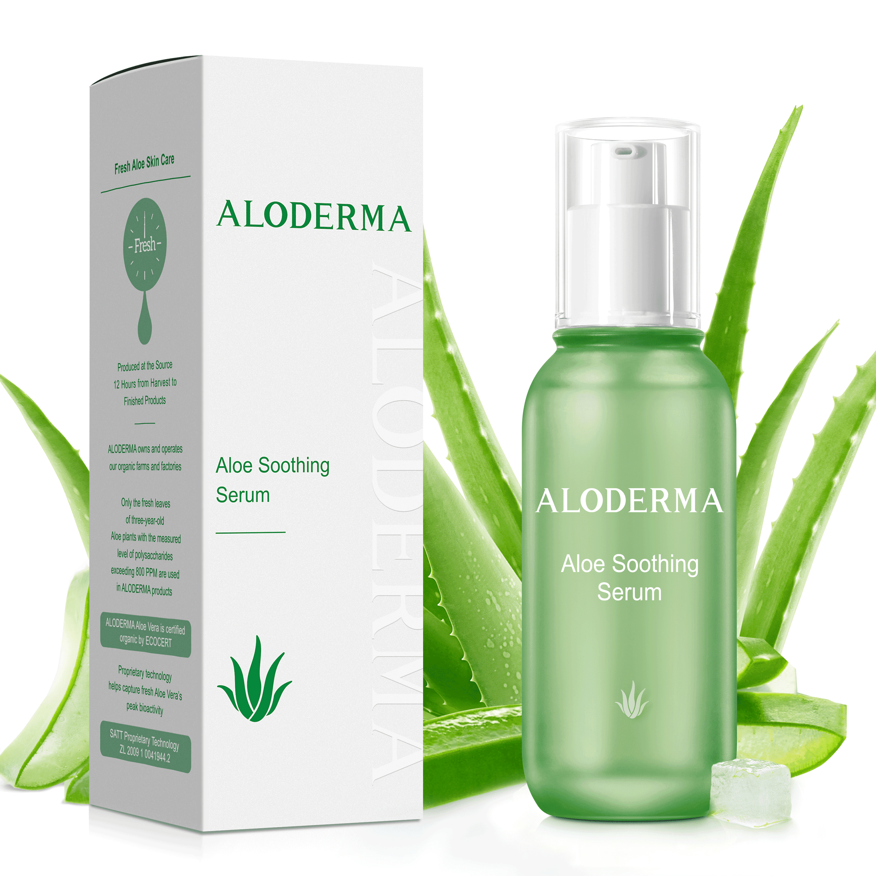 Aloderma Soothing Facial Serum with 85% Organic Aloe Vera for Sensitive ...