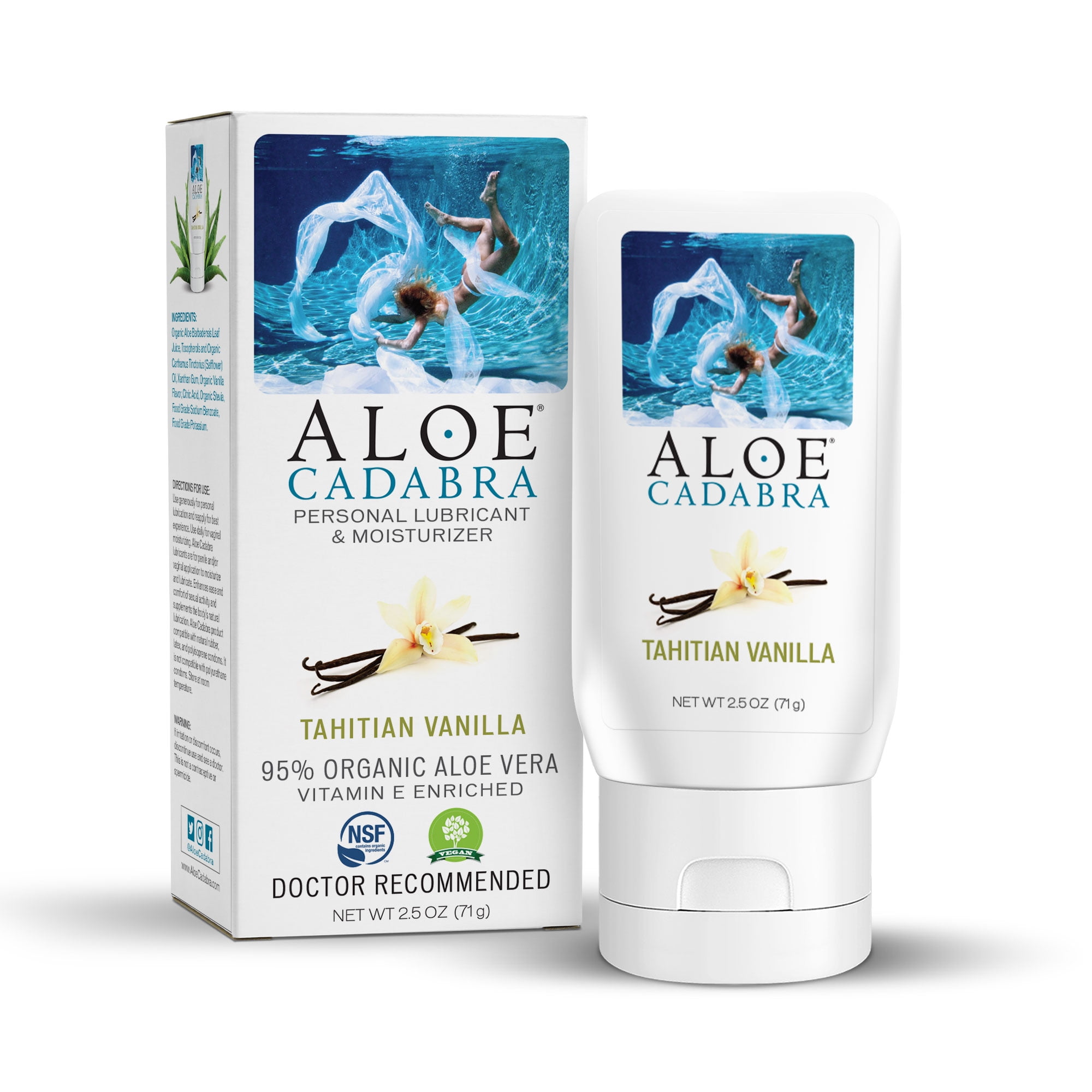 Aloe Cadabra Natural Aloe Lube, Tahitian Vanilla, 2.5 oz, pH Balanced ...