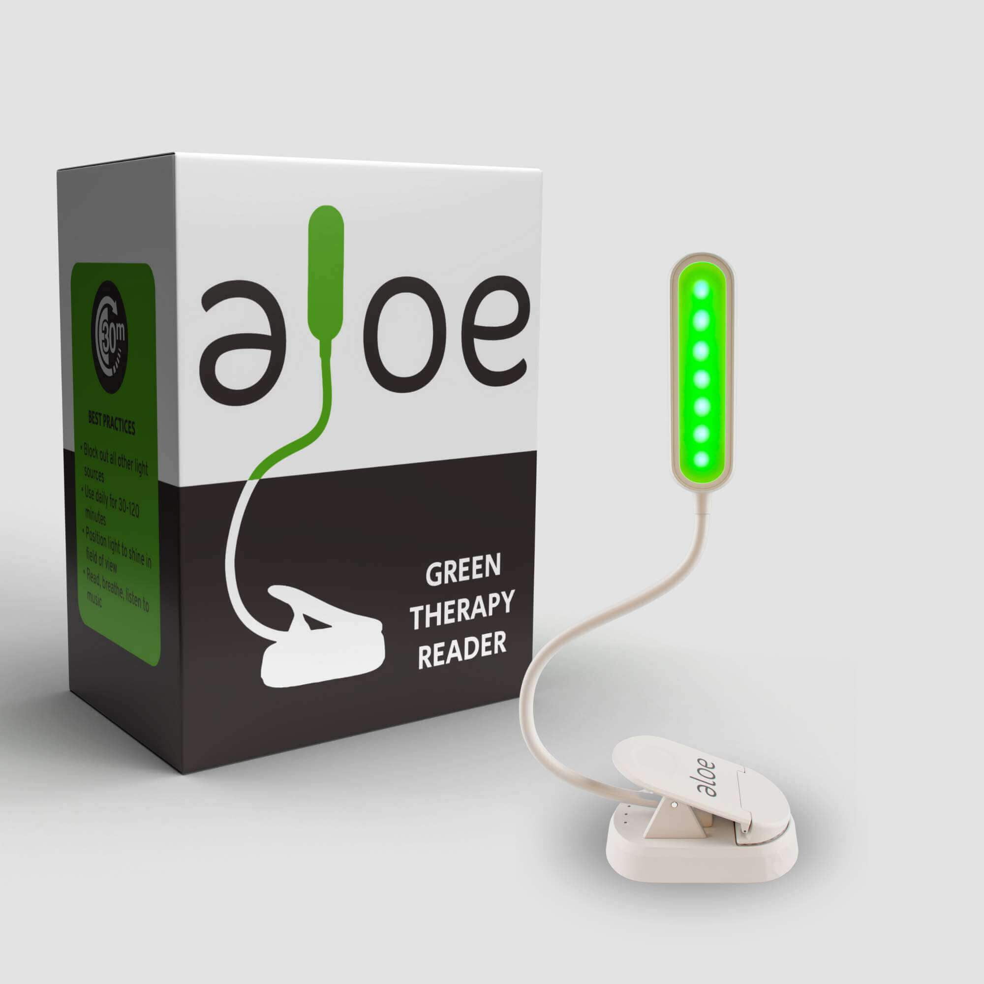 Aloe Green Light Therapy Clip-On Book Light for Migraine Relief, 3 ...