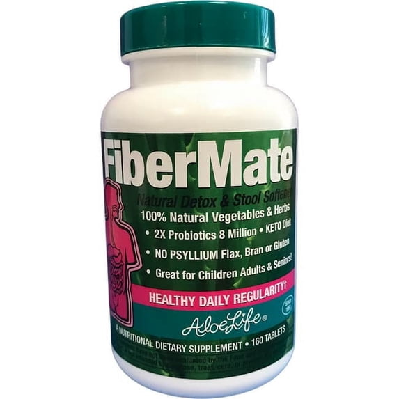 Aloe Life Digestive Fibre Mate Tablets, 160 Count, Gluten Free, 100% ...