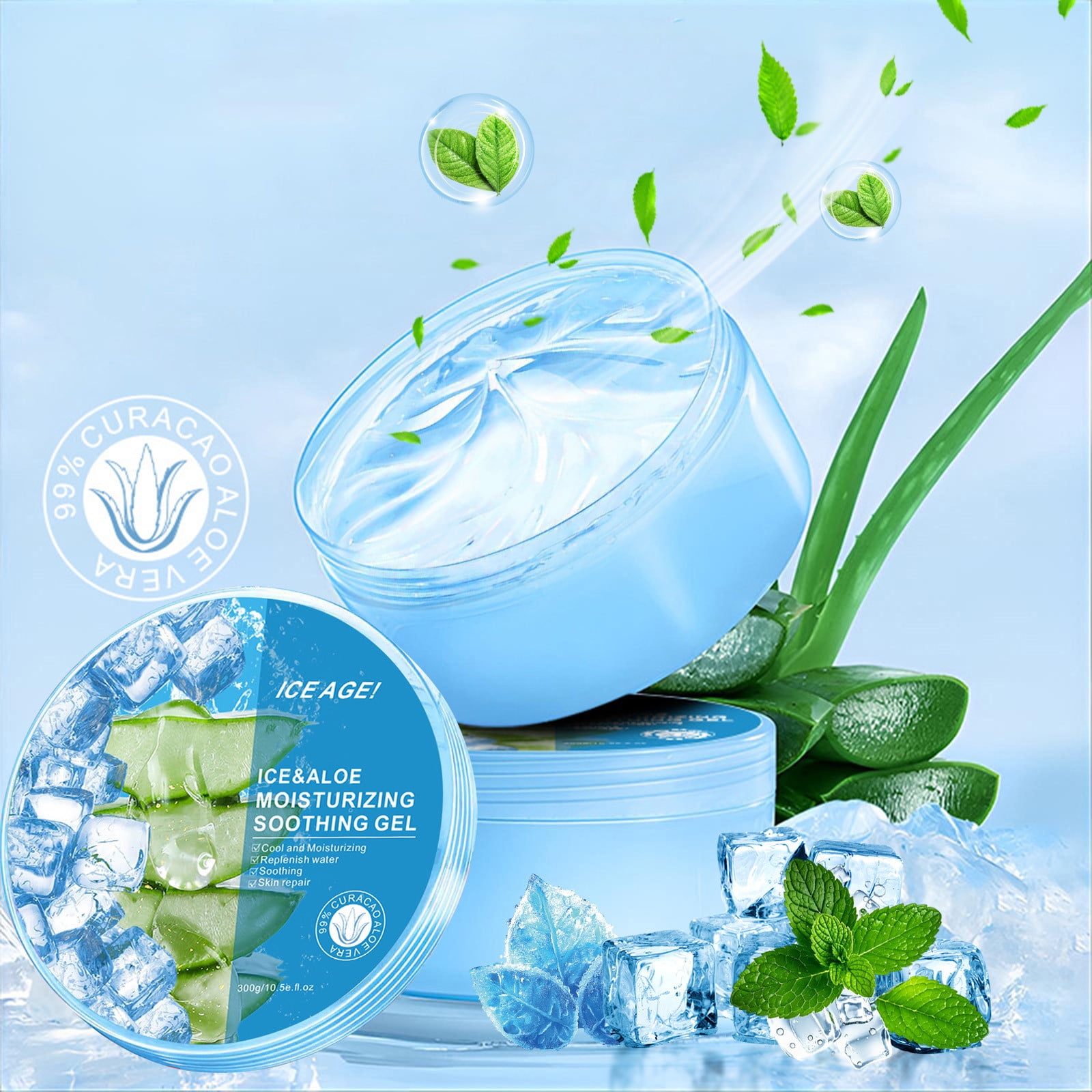 Aloe Vera Gel for Face & Body - Fast Absorbing Moisturizer with Mint ...