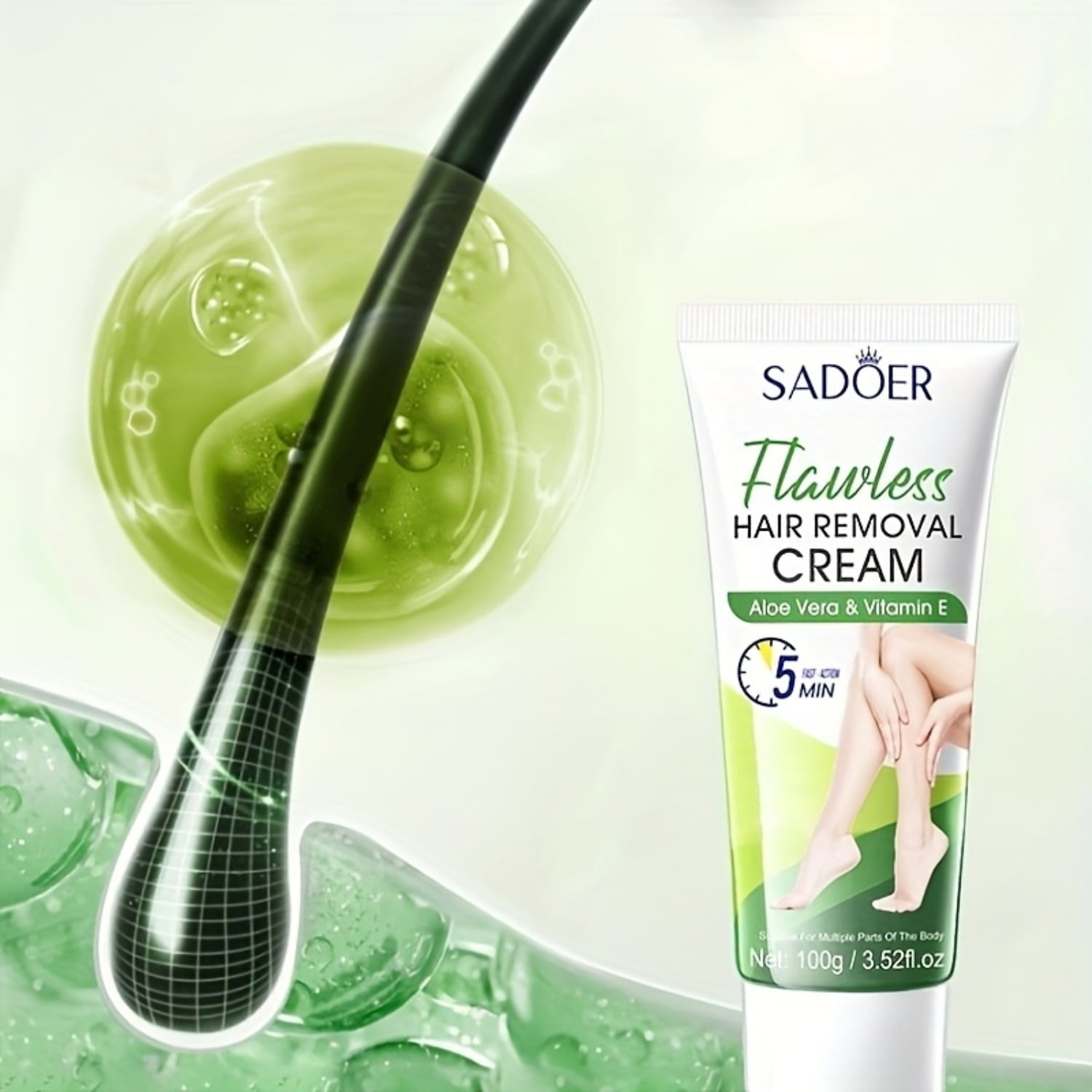 Aloe Vera Hair Removal Cream, Painless & Fast-Acting, Ideal for Armpits ...