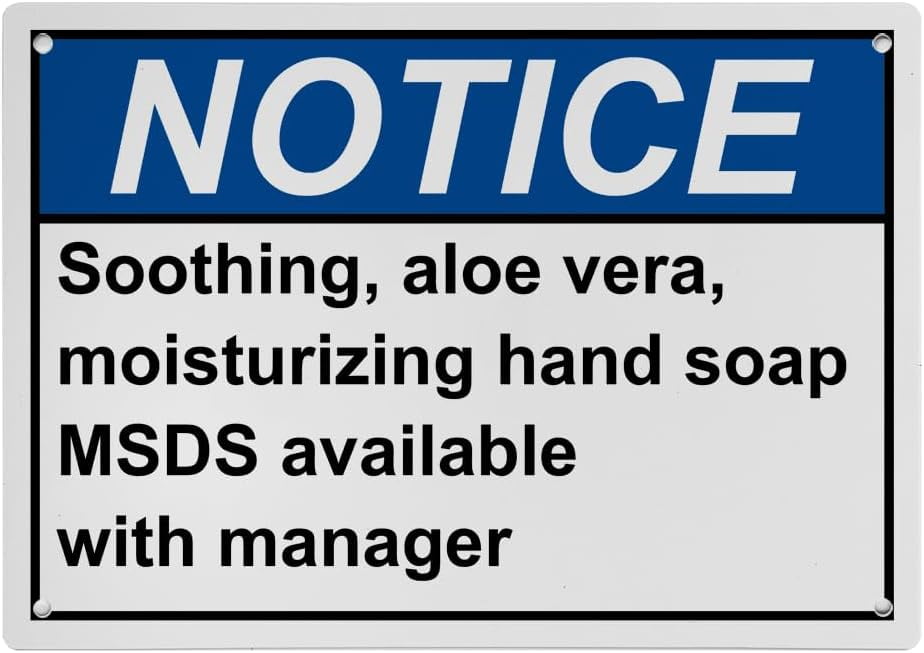Aloe Vera Hand Soap MSDS Sign, Industrial MSDS Right to Know Sign 8"x12 ...