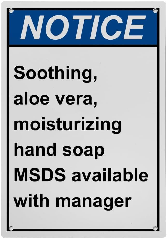 Aloe Vera Hand Soap MSDS Sign, Industrial MSDS Right to Know Sign 8"x12 ...
