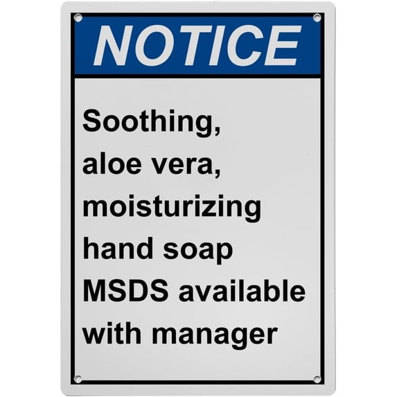 Aloe Vera Hand Soap MSDS Sign, Industrial MSDS Right to Know Sign 8"x12 ...