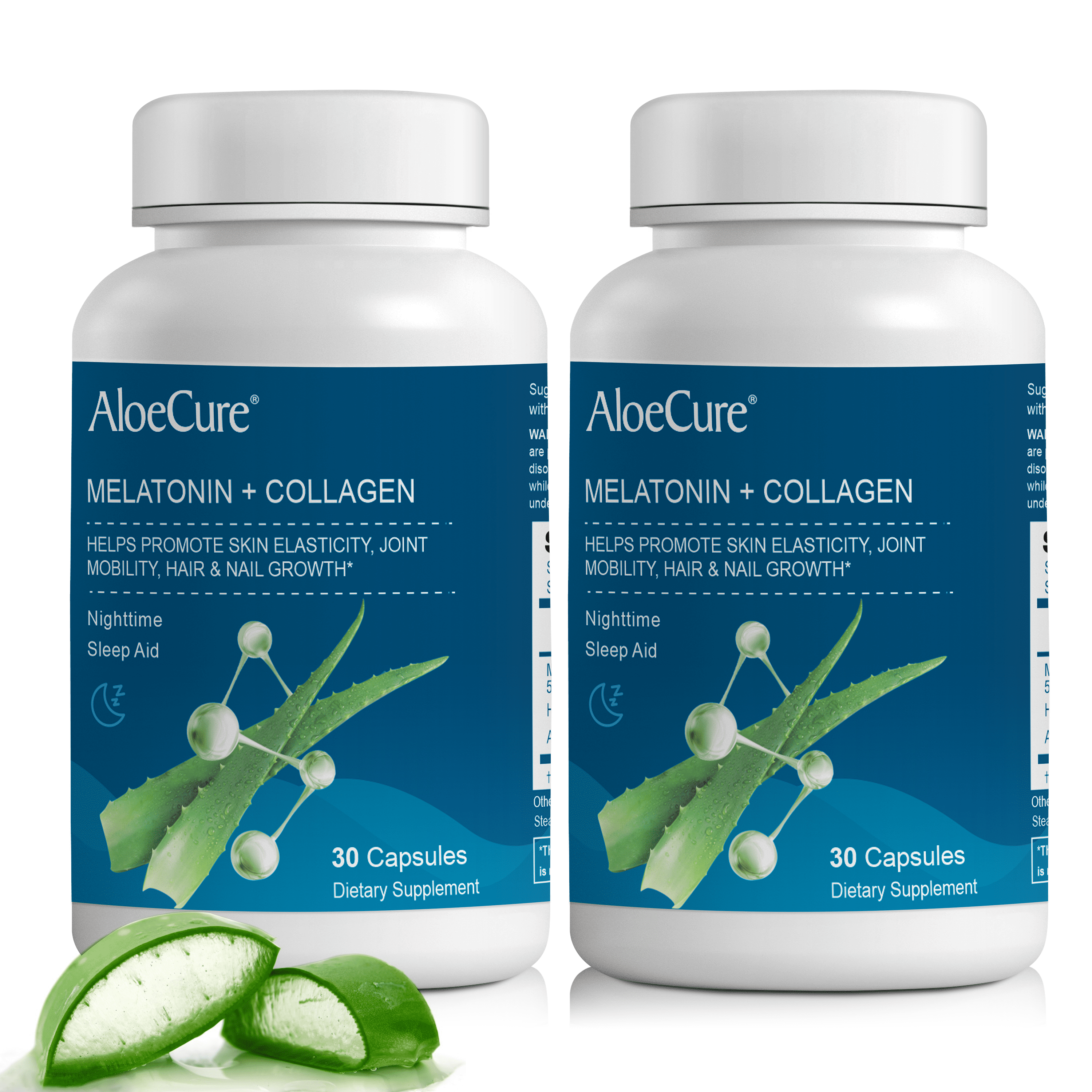 AloeCure Natural Melatonin + Collagen with Organic Aloe Vera - Natural ...