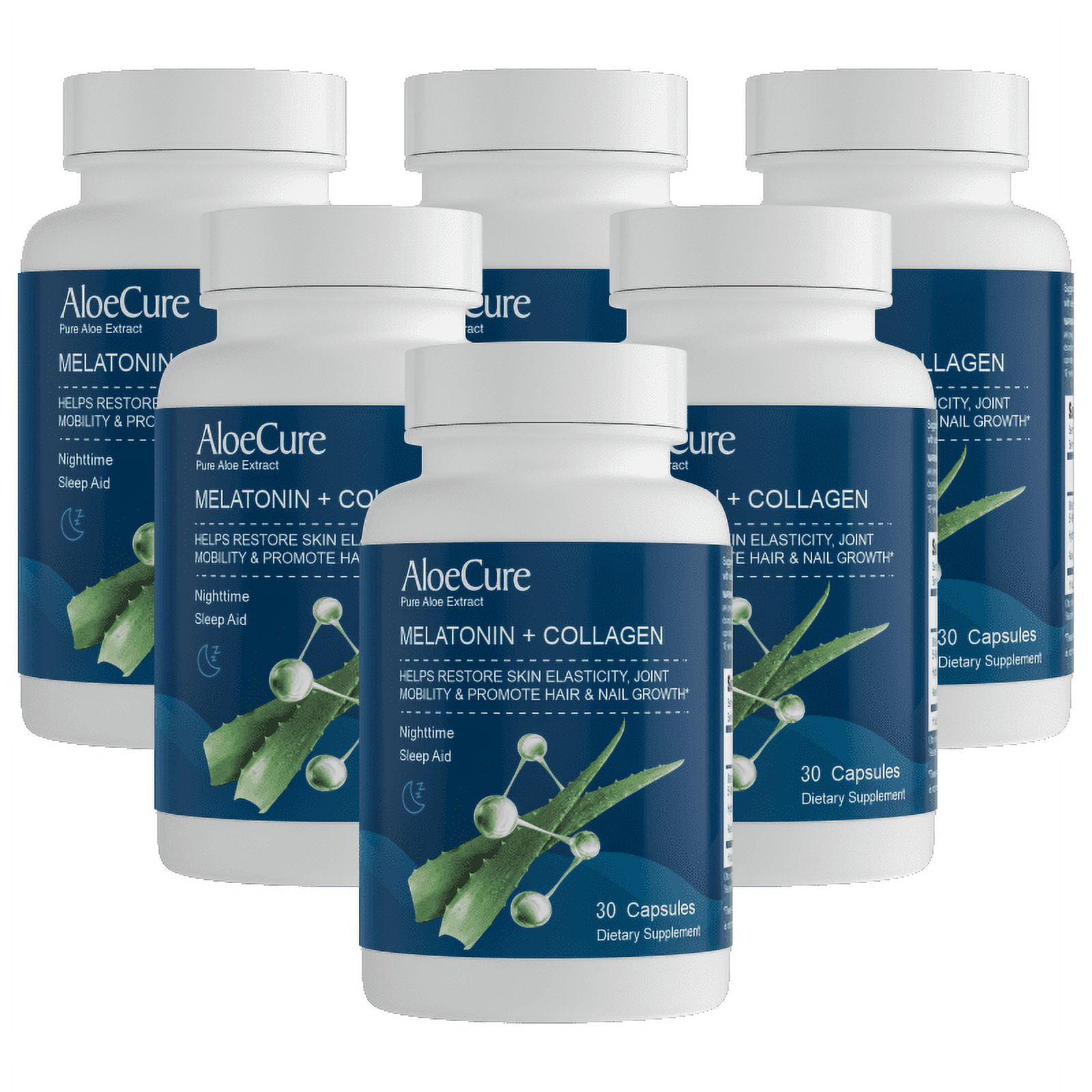 AloeCure Natural Melatonin + Collagen with Organic Aloe Vera - Natural ...