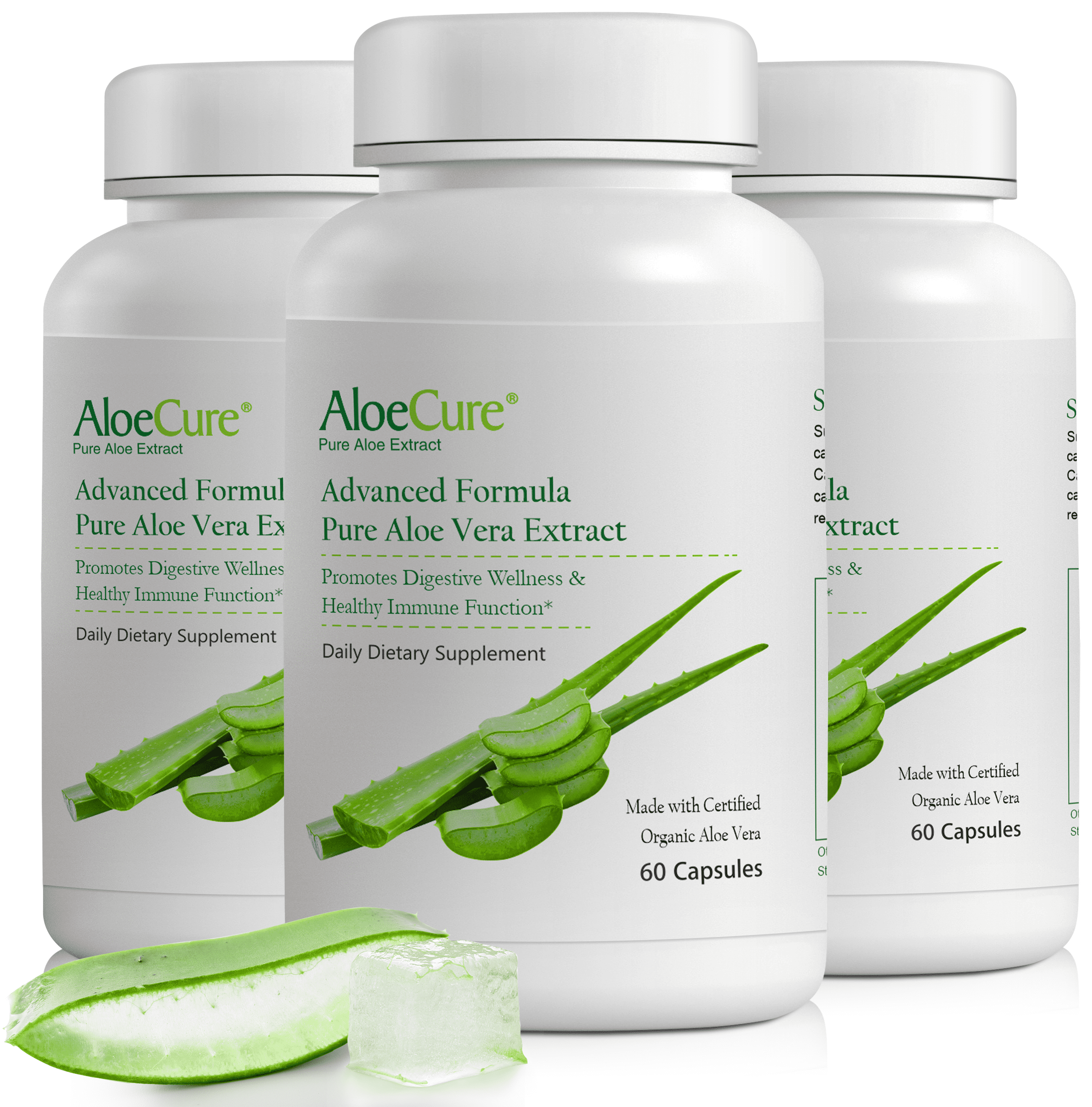 AloeCure Organic Aloe Vera Capsules, 160K mg Inner Leaf, Digestive ...